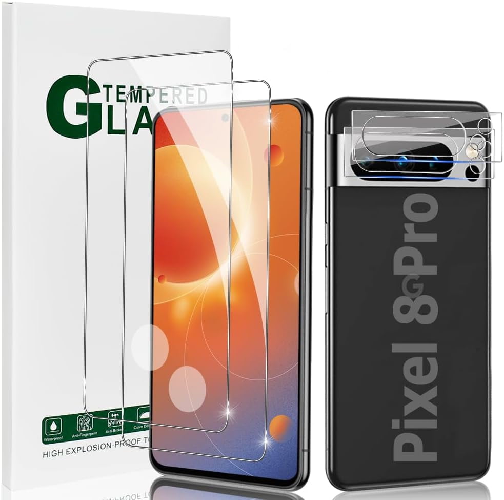 2 Pack Screen Protector for Google Pixel 8 Pro (6.7-Inch) + 2 Pack ...