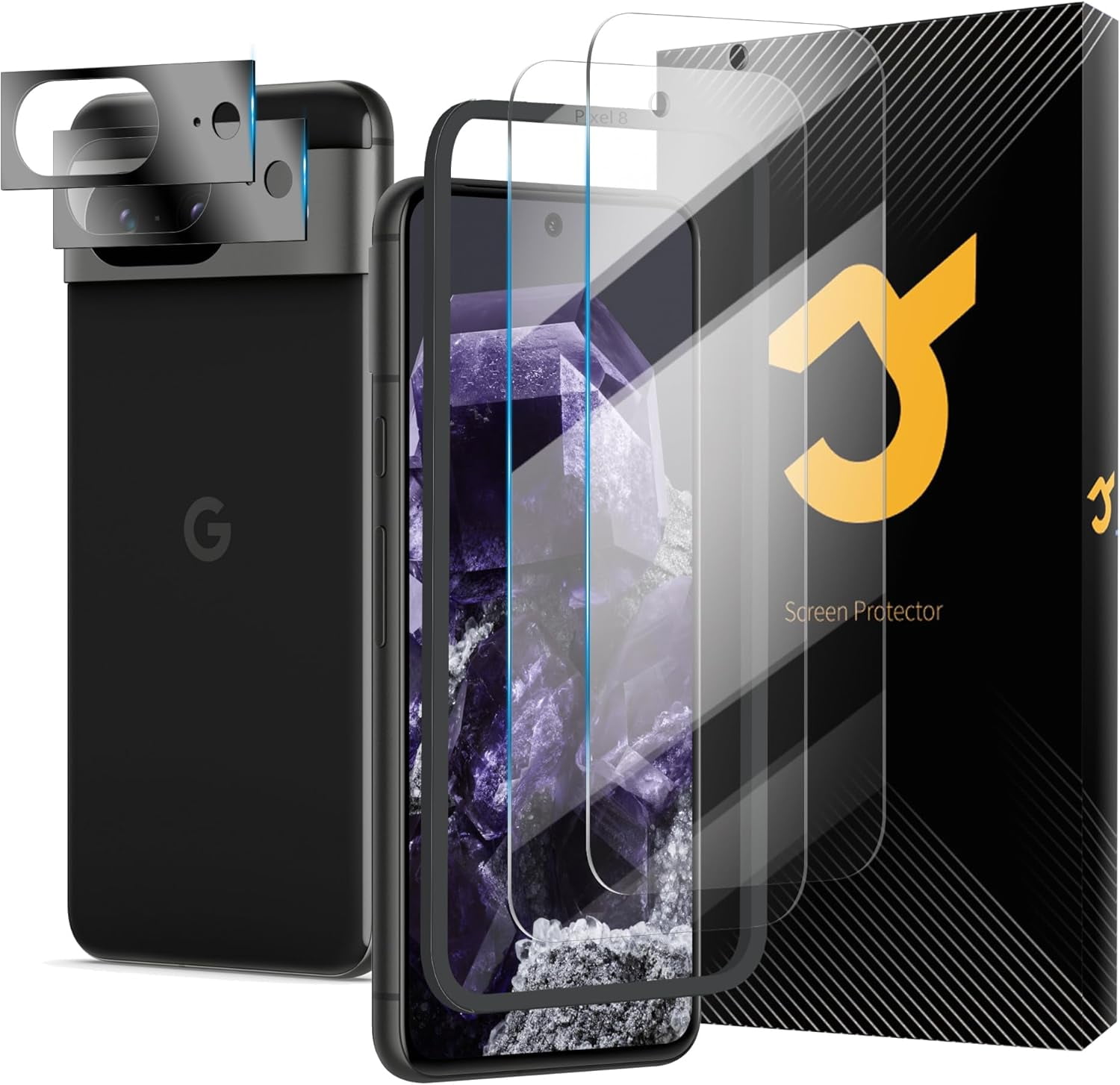 2 Pack Screen Protector for Pixel 8, 2 Pack Camera Lens Protector ...