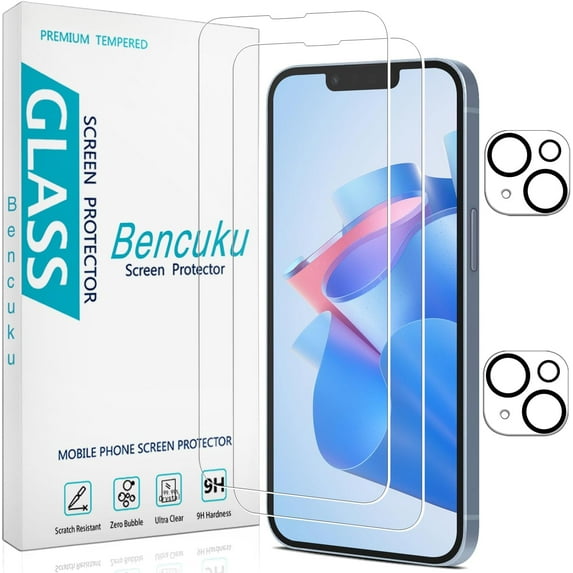 2 Pack Screen Protector for iPhone 14 Plus 6.7 Inch with 2 Pack Camera ...