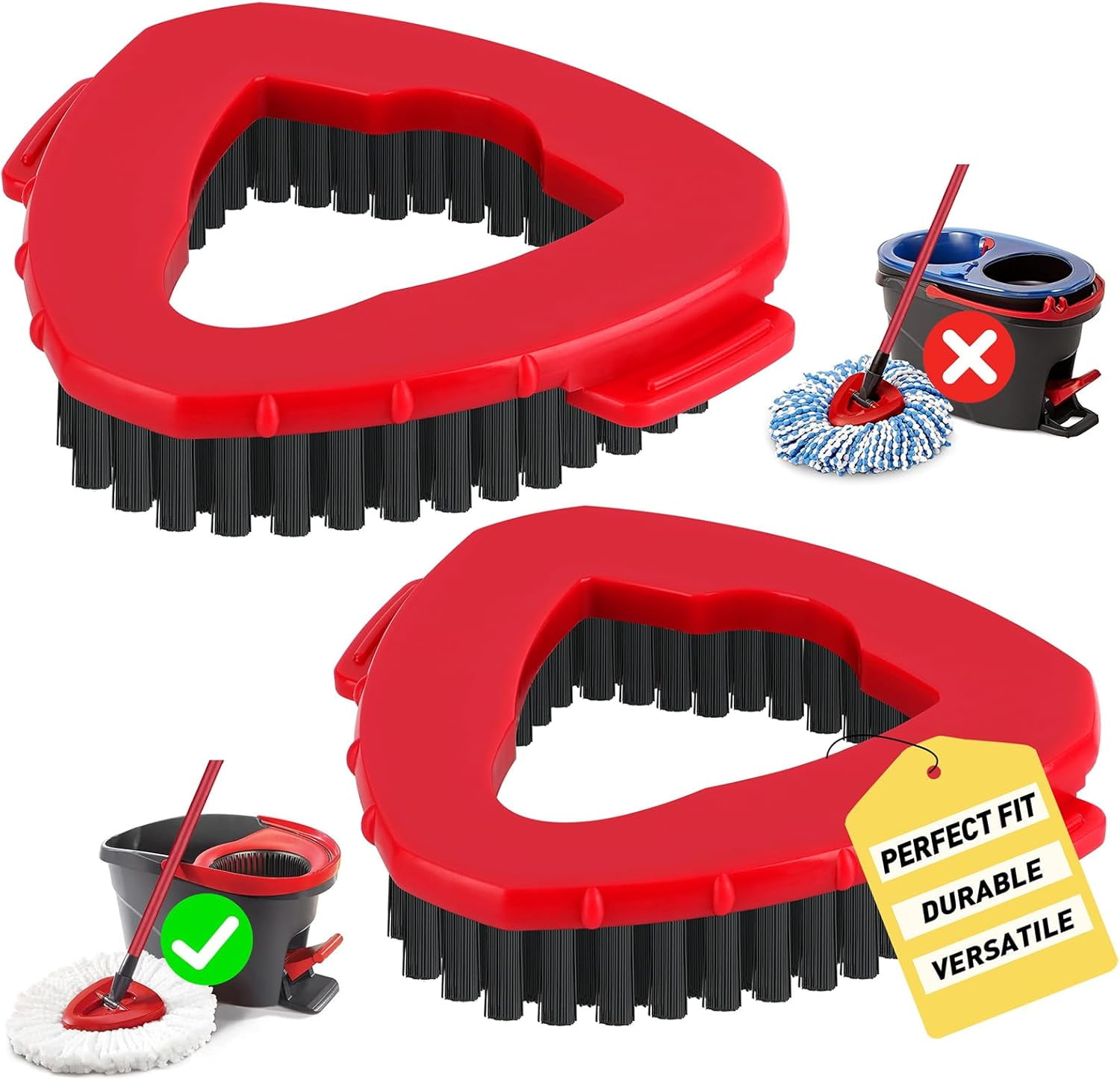 2 Pack Scrub Brush Replacement Head for O Cedar EasyWrin Spin Mop 1 Tank System, Replace Base ...