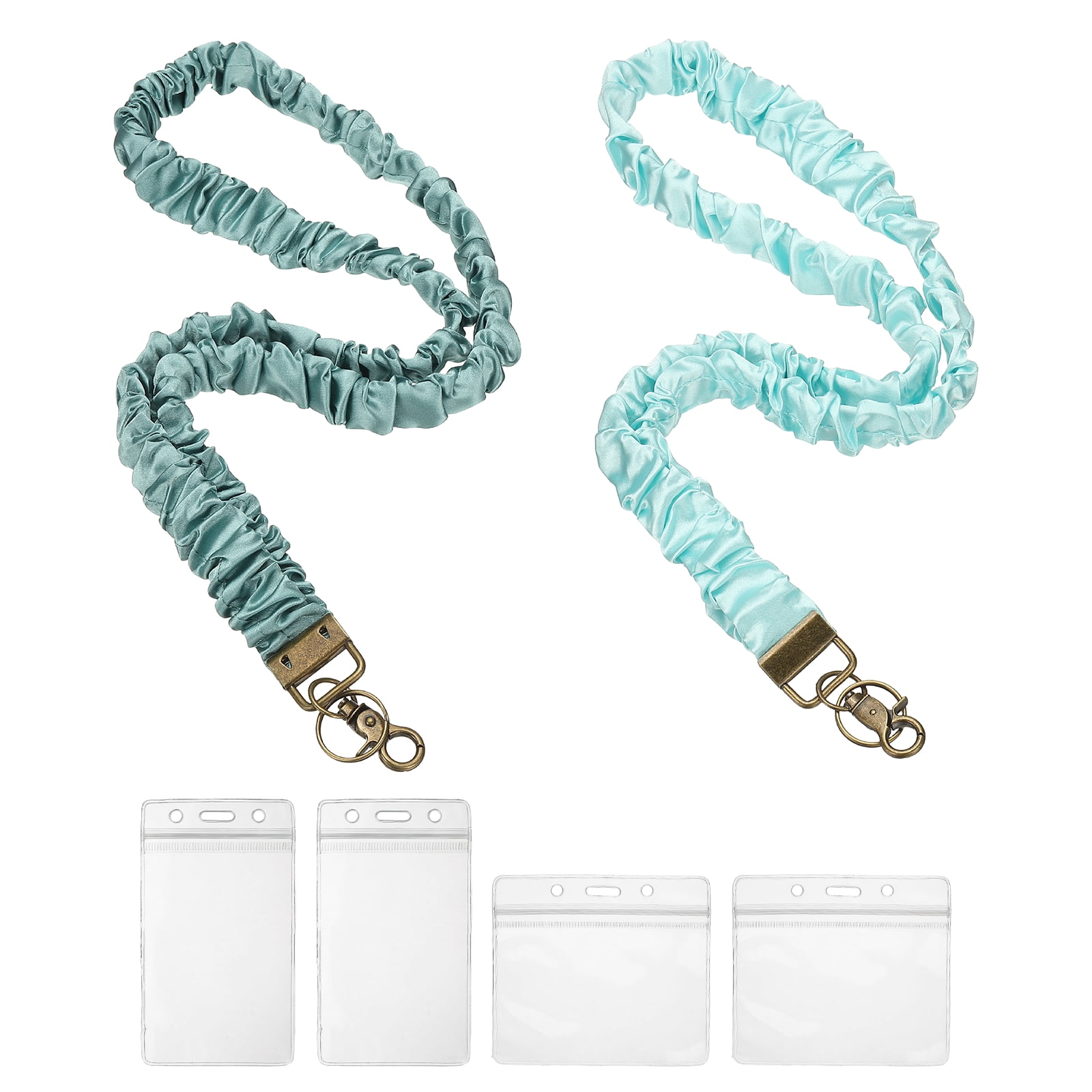2 Pack Scrunchie Lanyards 4 Card Holder, Green/Light Blue - Walmart.com