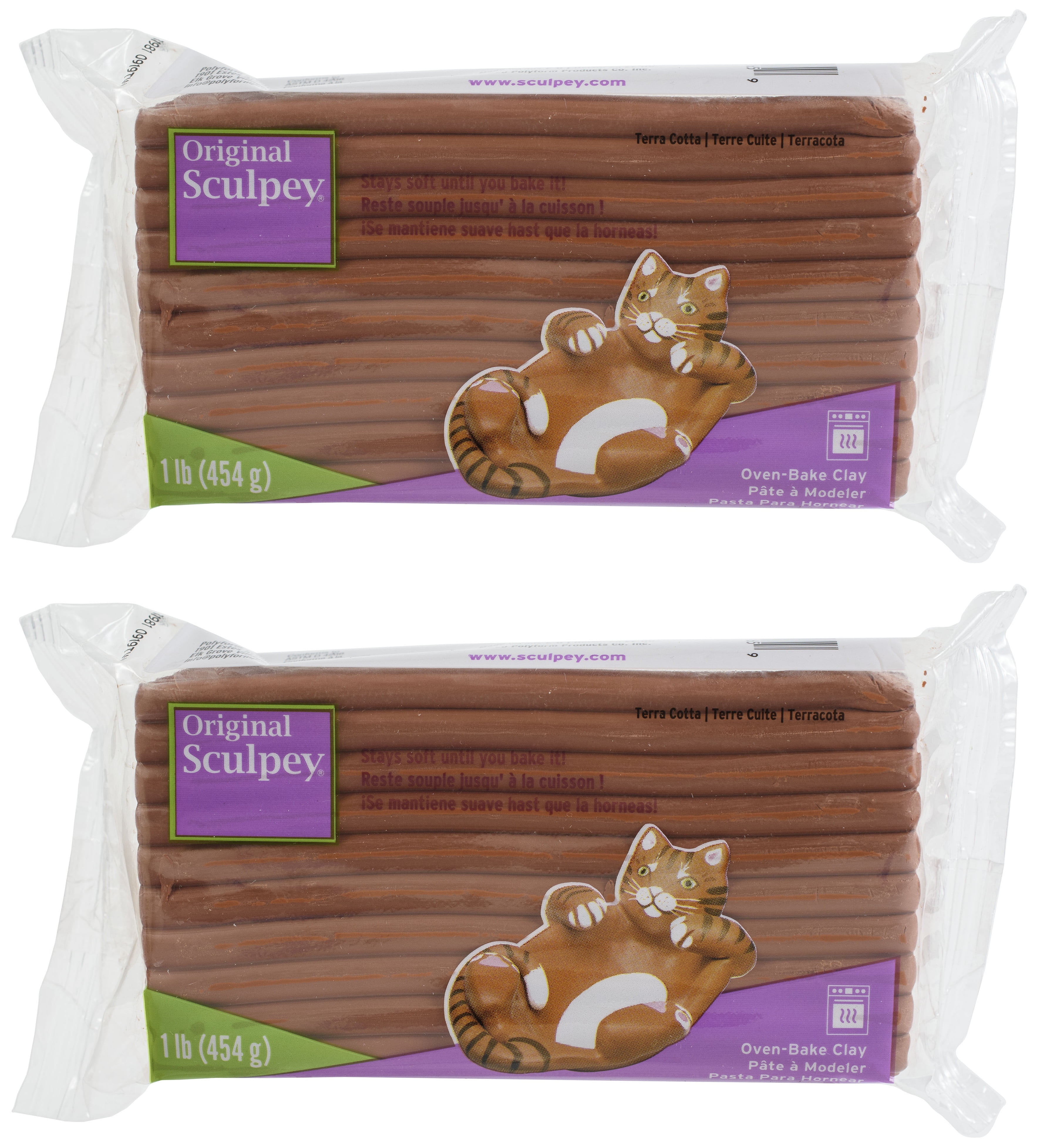 2-Pack - Sculpey Original Polymer Clay 1lb-Terra Cotta - Walmart.com