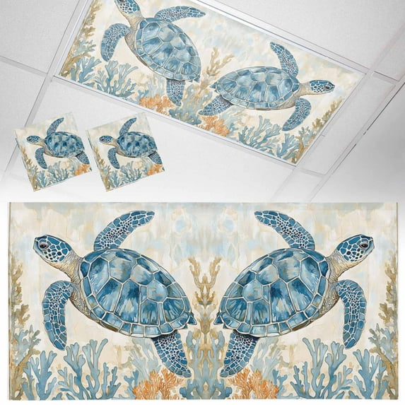 2 Pack Sea Turtle Fluorescent Light Covers for Ceiling Lights Marine ...