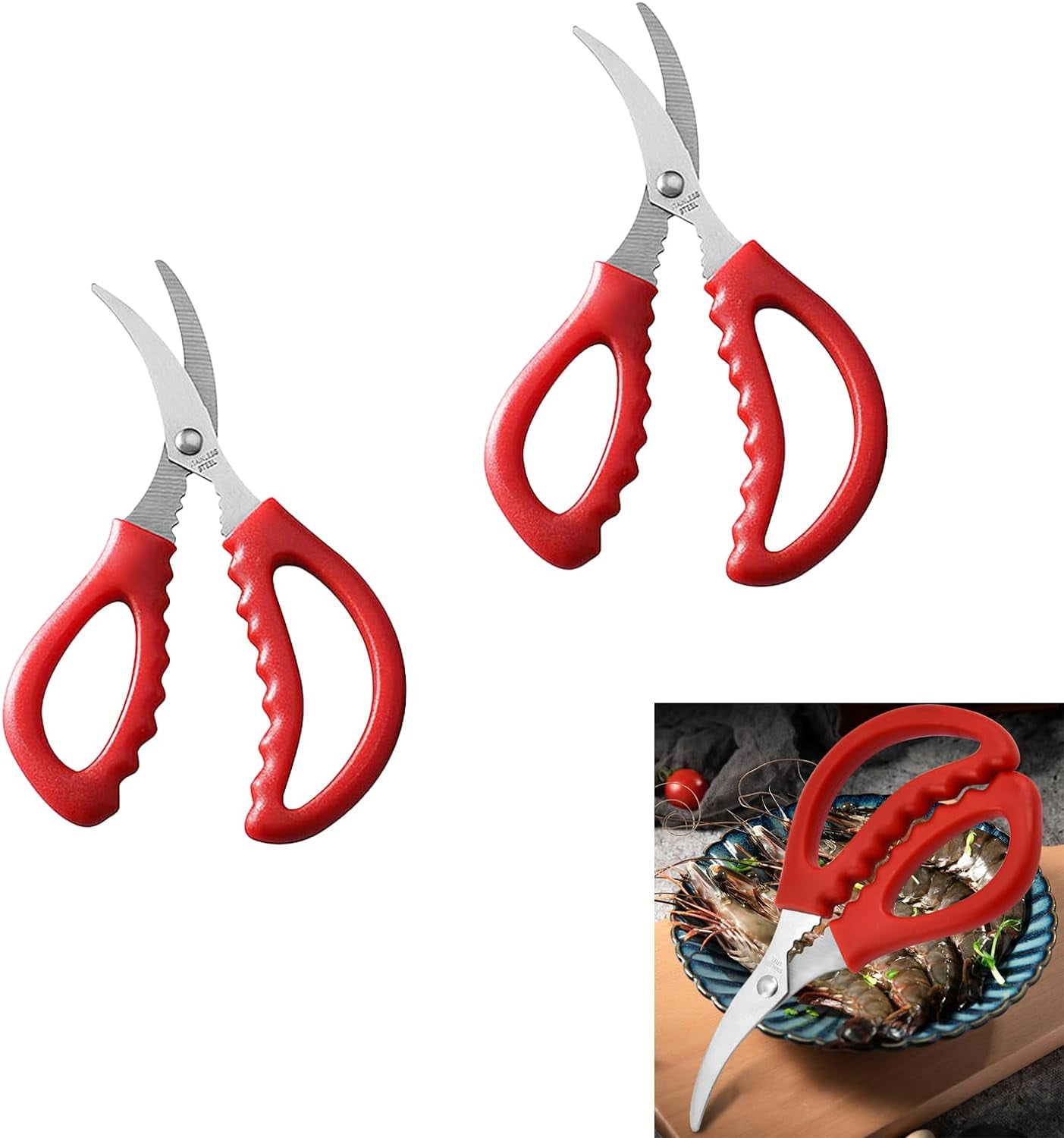 2 Pack Seafood Scissors,Seafood Fish Crab Shrimp Lobster Scissors ...