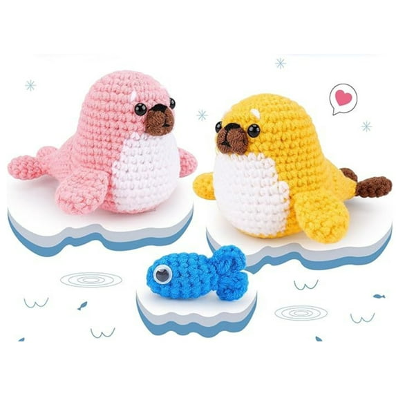 2-Pack Seals & A Fish Crochet Kit for Beginners – Easy Animal Crochet ...