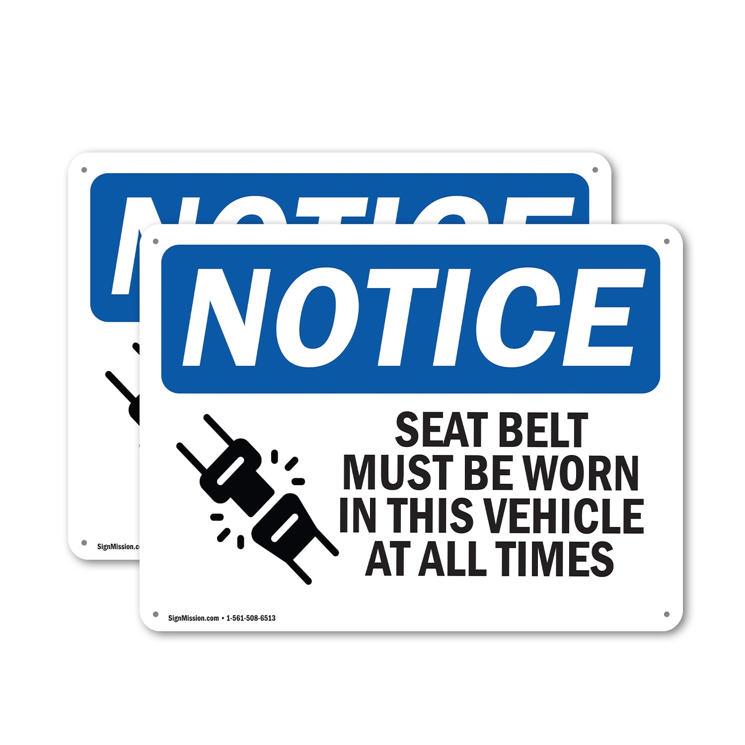 (2 Pack) Seat Belts Must Be Worn In This Vehicle OSHA Notice Sign 10 ...