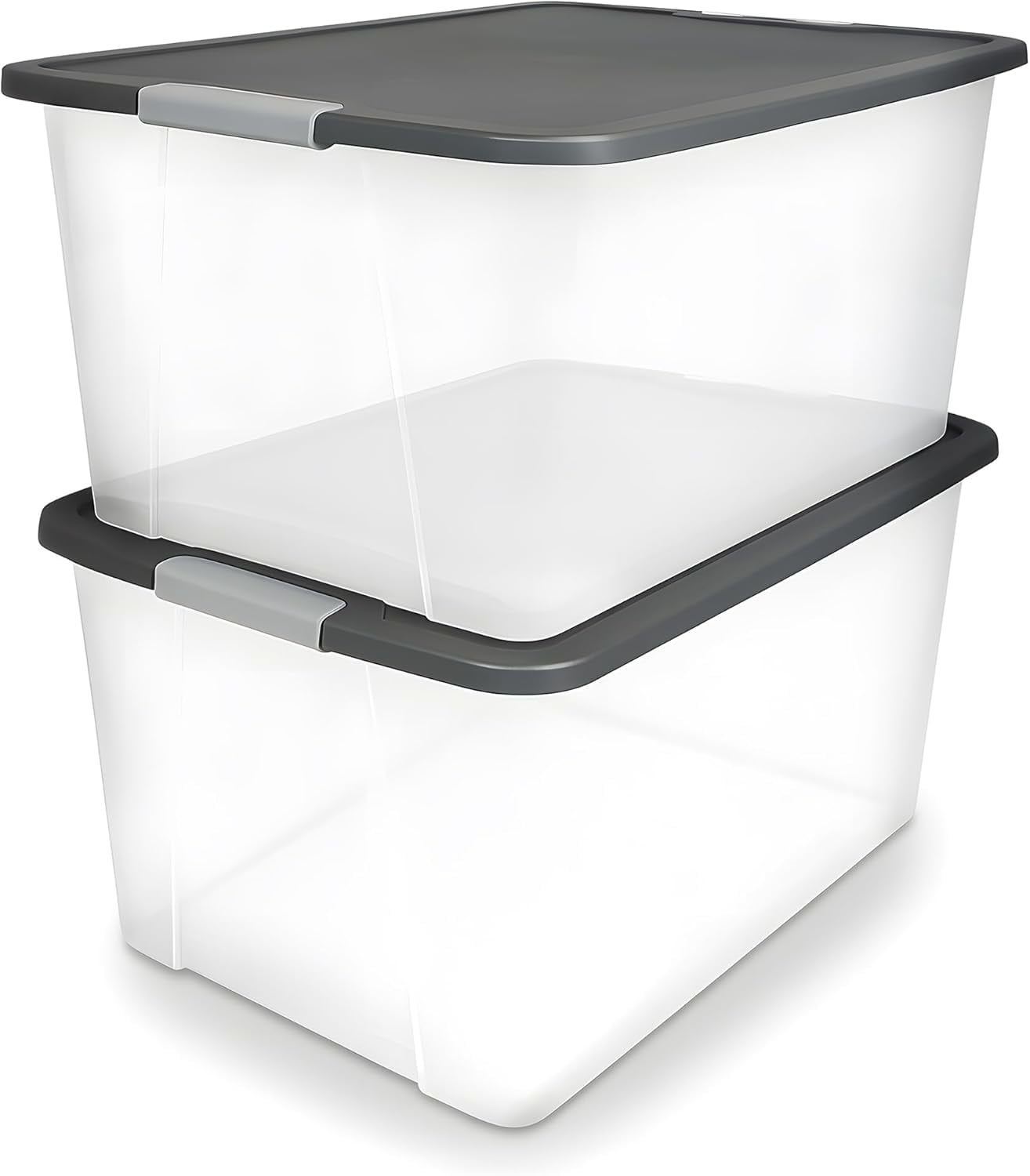 2-Pack Secure Latch, Clear Plastic Storage Organizer Bins, 64 Quart ...