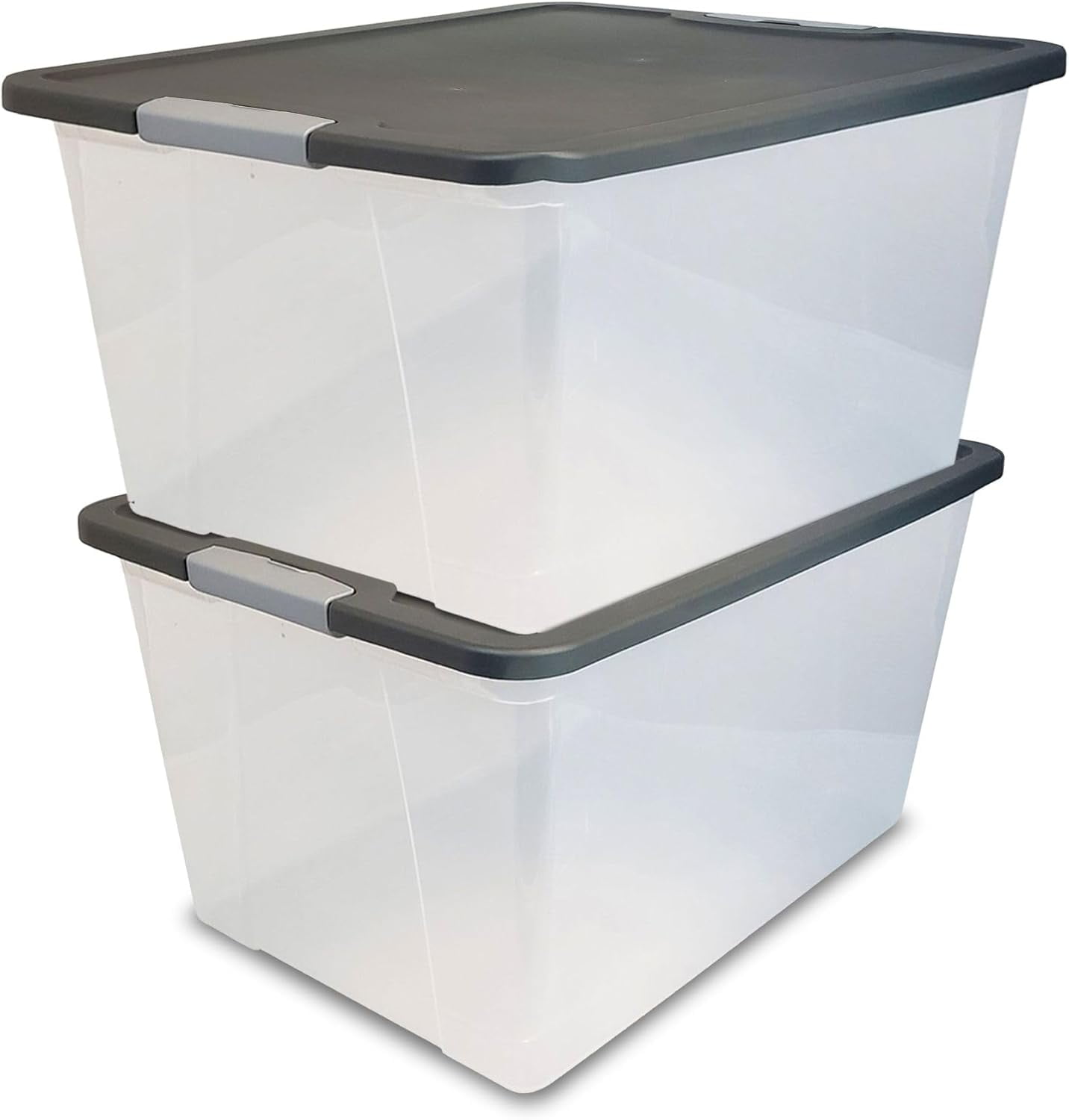 2-Pack Secure Latch, Clear Plastic Storage Organizer Bins, 64 Quart ...