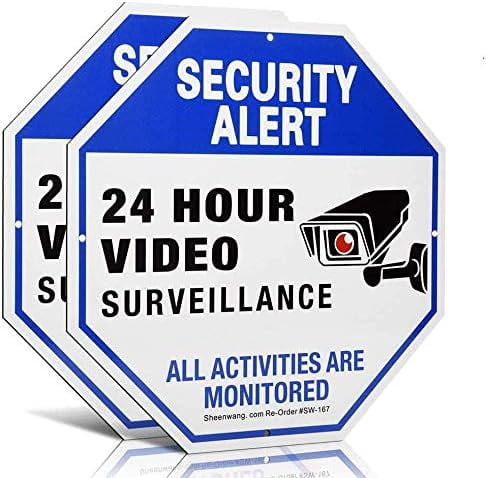 2-Pack Security Camera Sign, Video Surveillance Signs Outdoor, UV ...