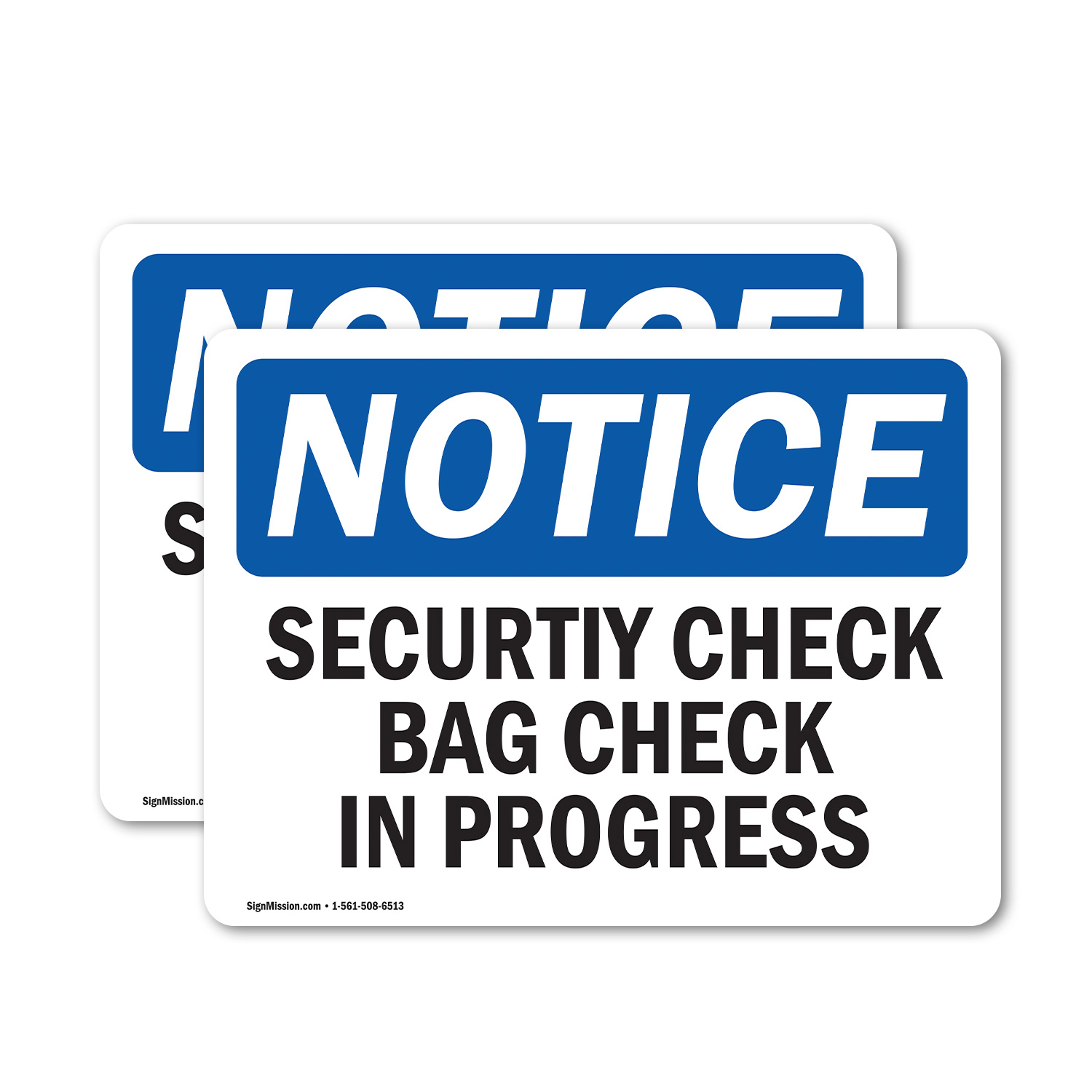 (2 Pack) Security Check Bag Check In Progress OSHA Notice Sign 7 Inch X ...
