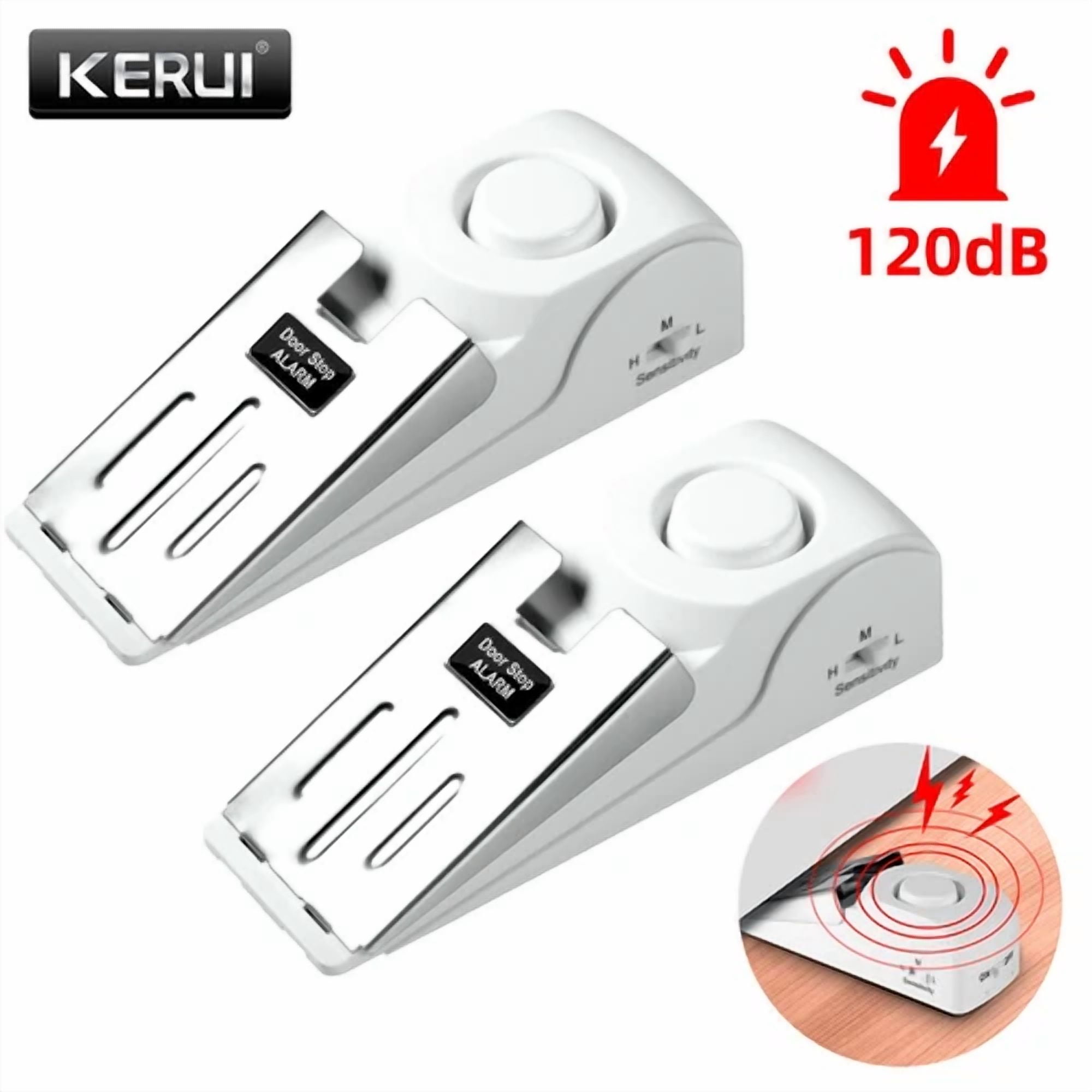 2 Pack Security Door Stop Alarm 120Db Hotel Home Wireless Security ...