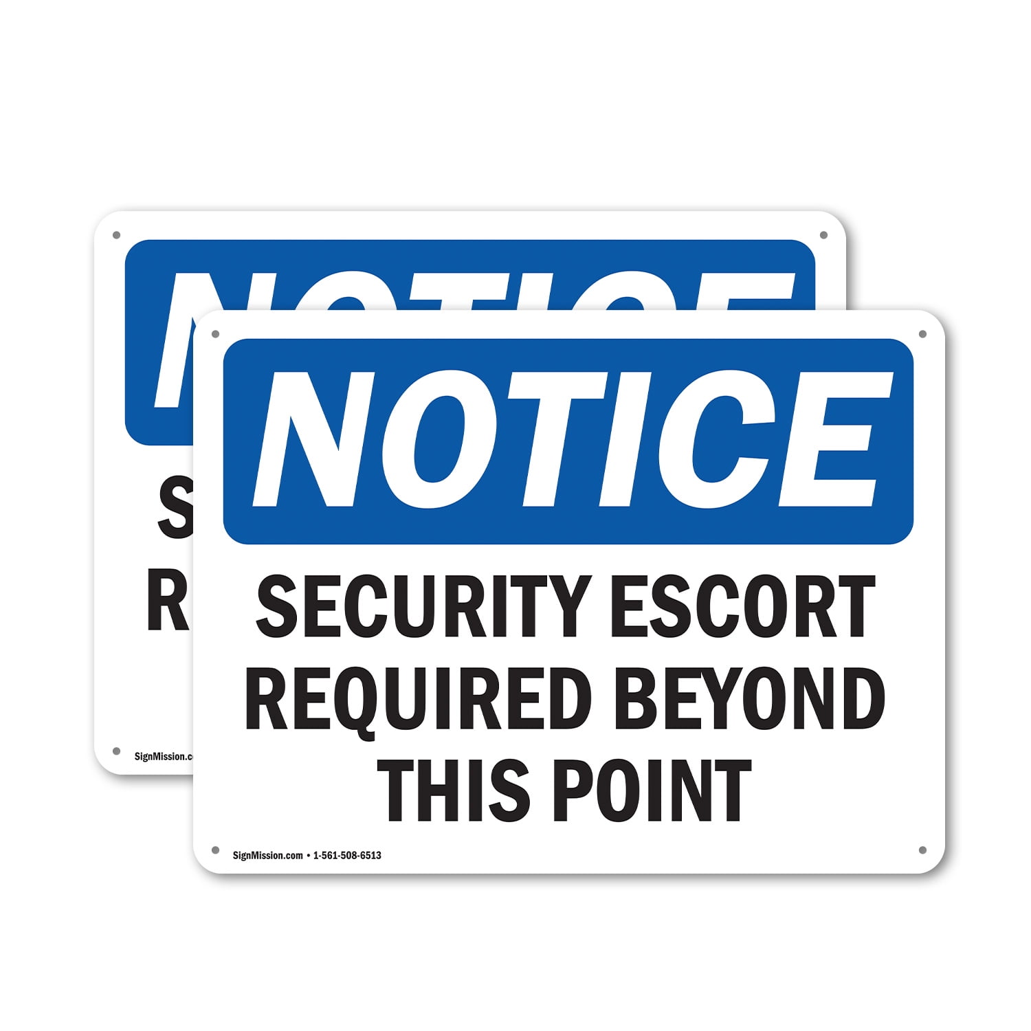 (2 Pack) Security Escort Required Beyond This Point OSHA Notice Sign 10 ...