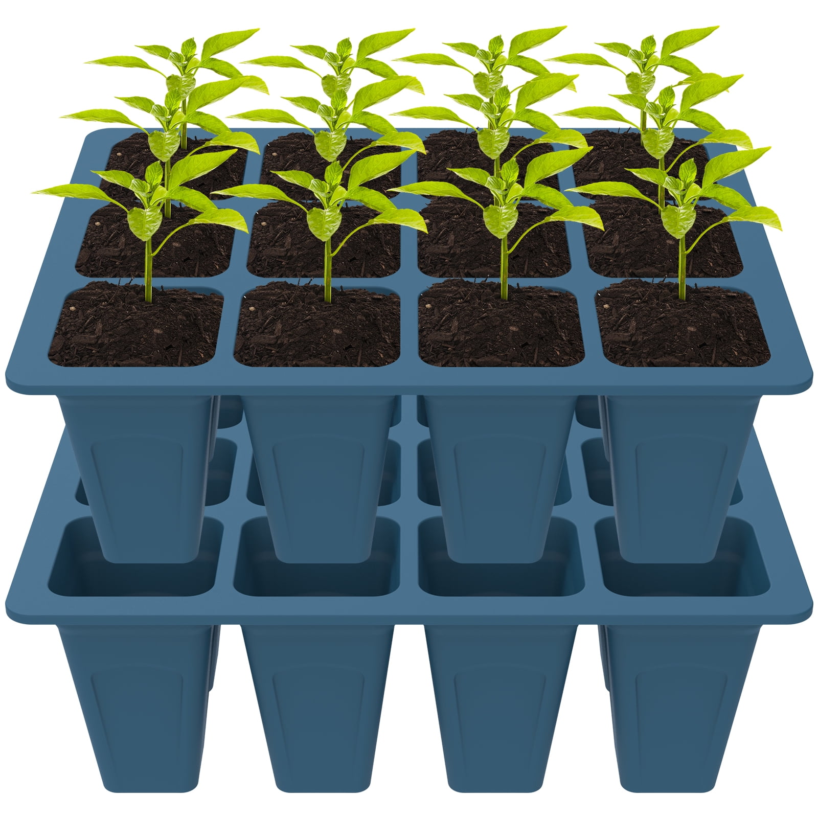 2 Pack Seed Starting Tray Silicone Seed Starter Tray with Drain Holes ...