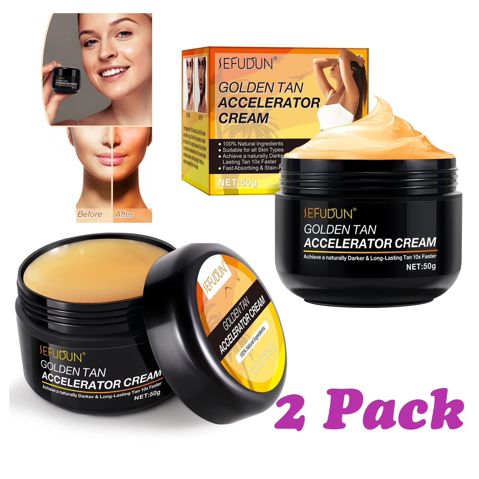 Sefudun Tanning Gel, Tanning Accelerator Cream, Outdoor and Sunbed UV ...