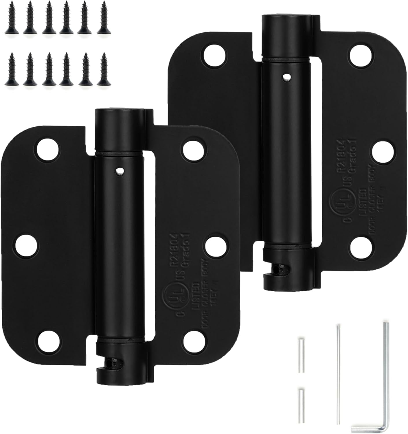2 Pack Self-Closing Door Hinge 3.5 Inch Rounded 5/8 Radius, Spring ...