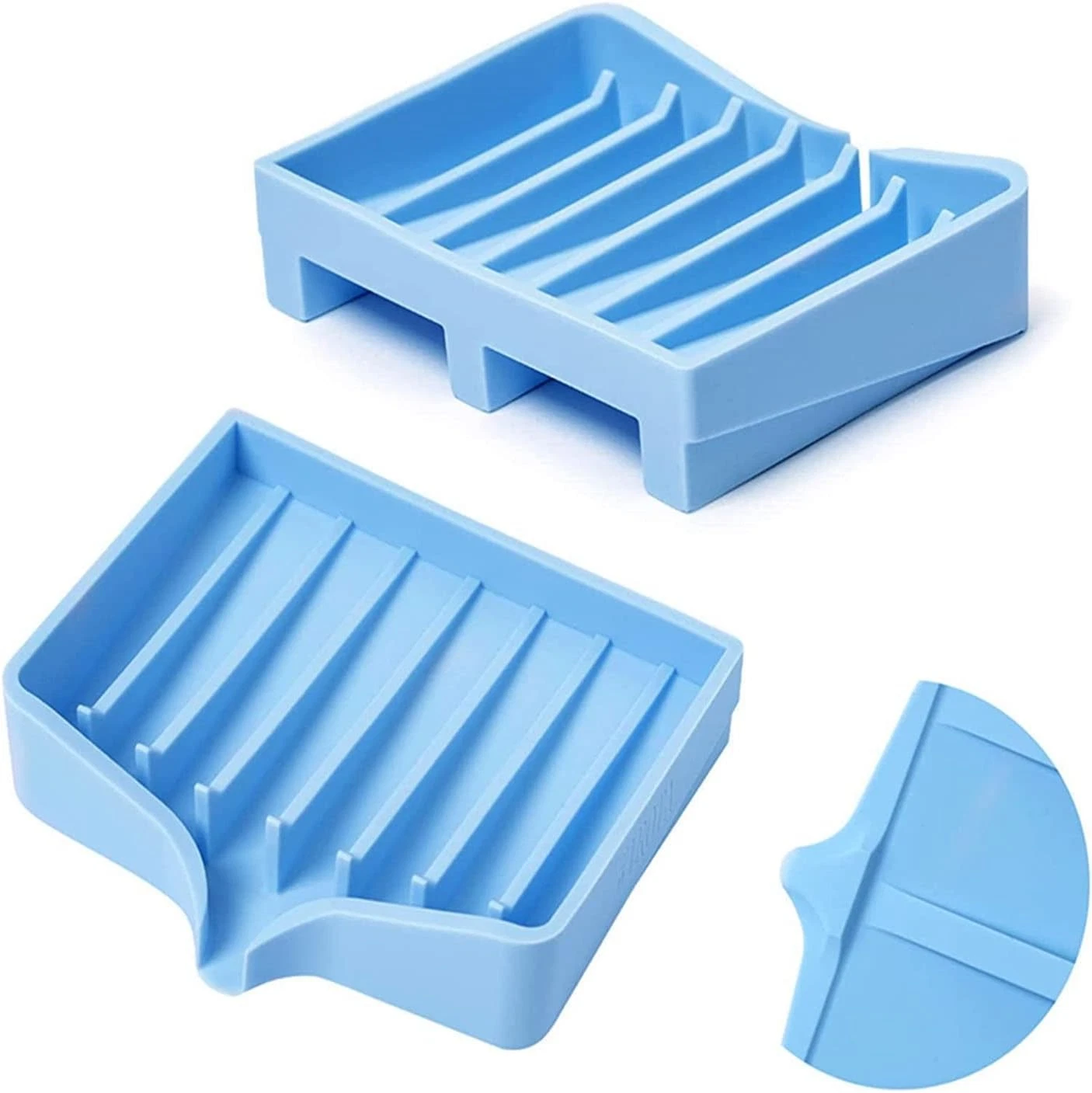 2 Pack Self Draining Soap Dish With Unique Anti Sliding Design ...