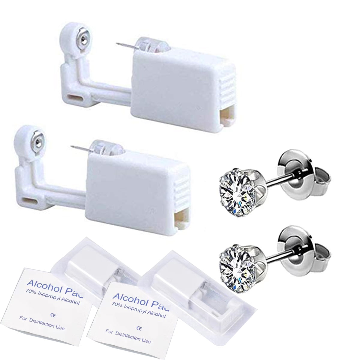 2 Pack Self Ear Piercing Gun Earring Disposable Piercing Kit No Pain ...