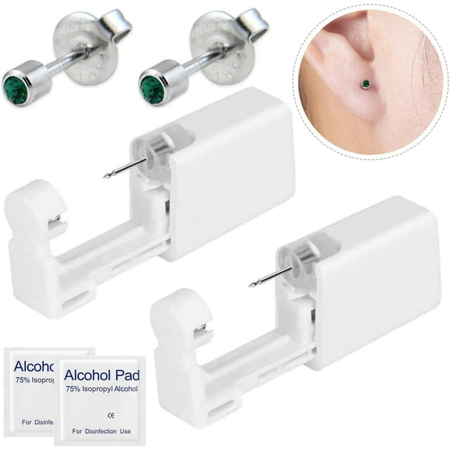 2 Pack Self Ear Piercing Kit Painless Ear Piercing Gun Disposable ...
