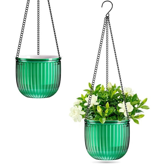 2 Pack Self Watering Hanging Planters for Indoor Plants - 6.5 Inch ...