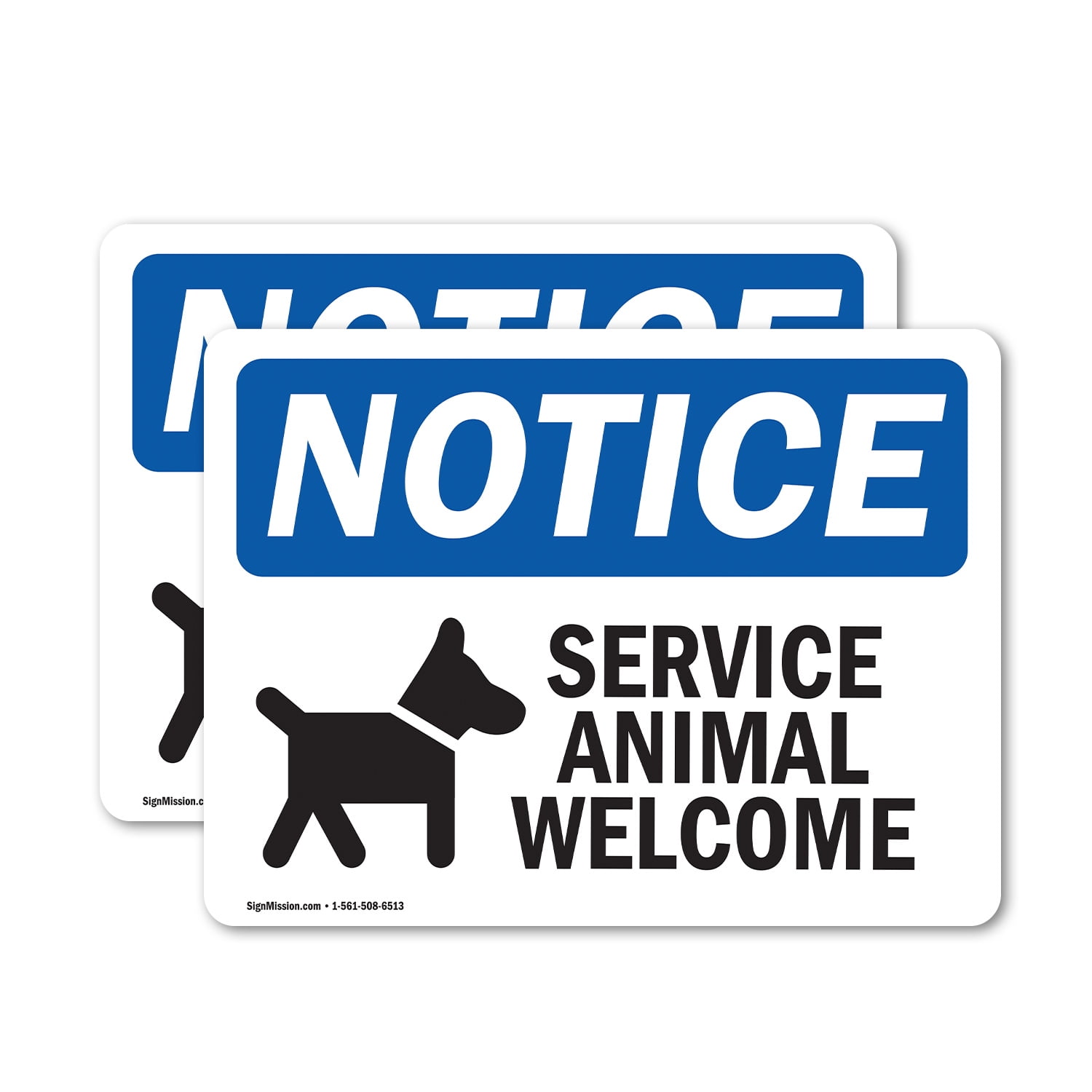 (2 Pack) Service Animals Welcome OSHA Notice Sign 7 Inch X 5 Inch Vinyl ...