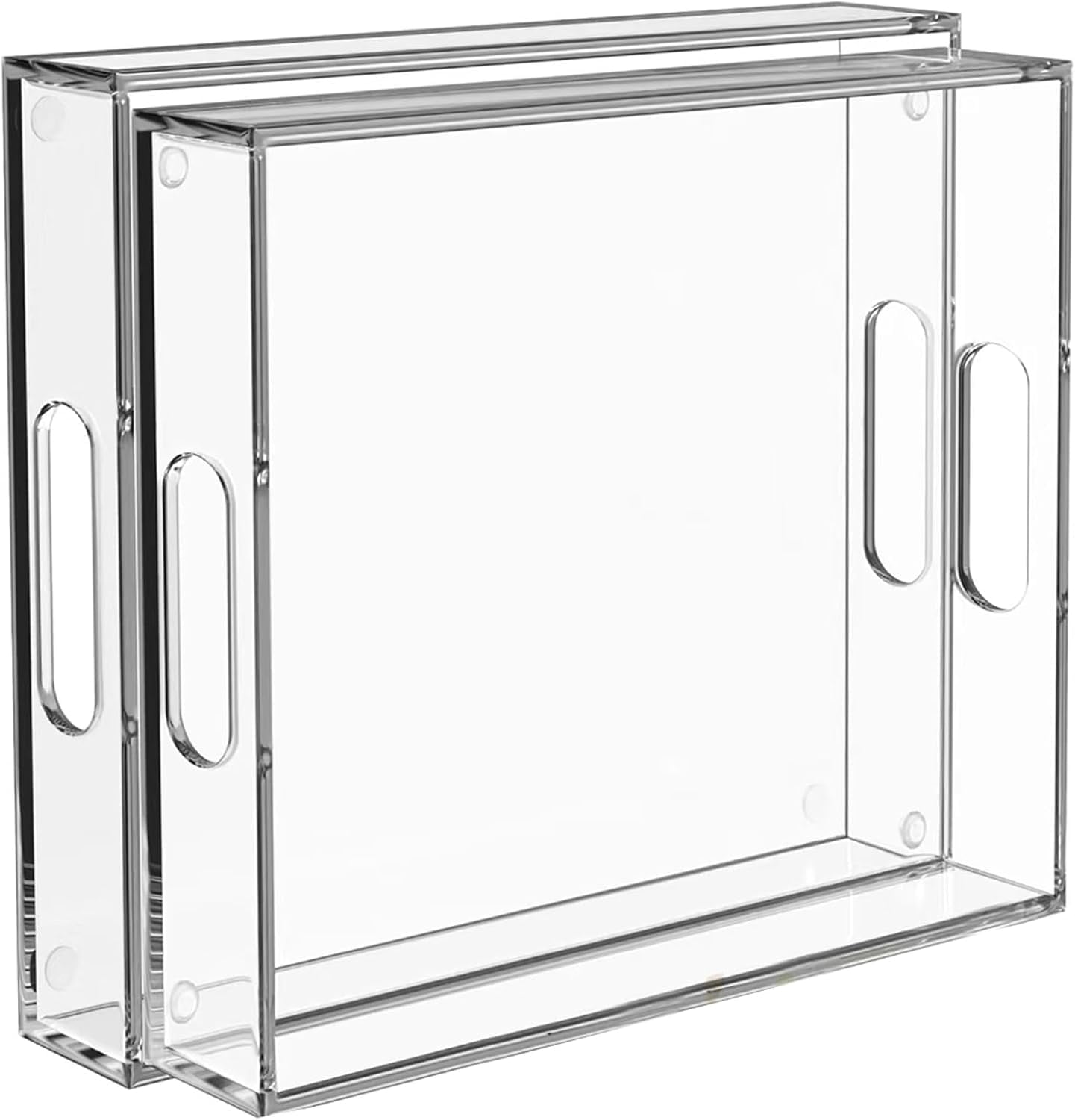 2 Pack Serving Tray with Handles, Clear Acrylic Tray for Serving Food ...