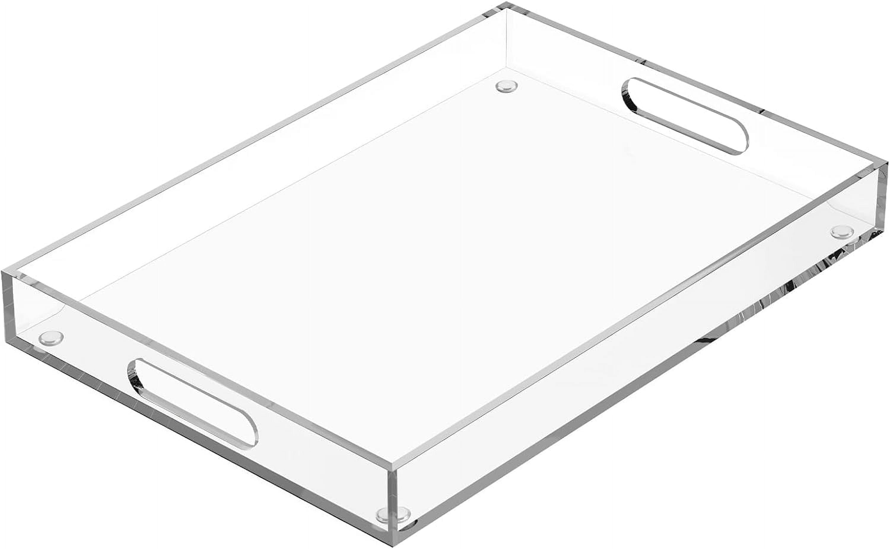 2 Pack Serving Tray with Handles, Clear Acrylic Tray for Serving Food ...