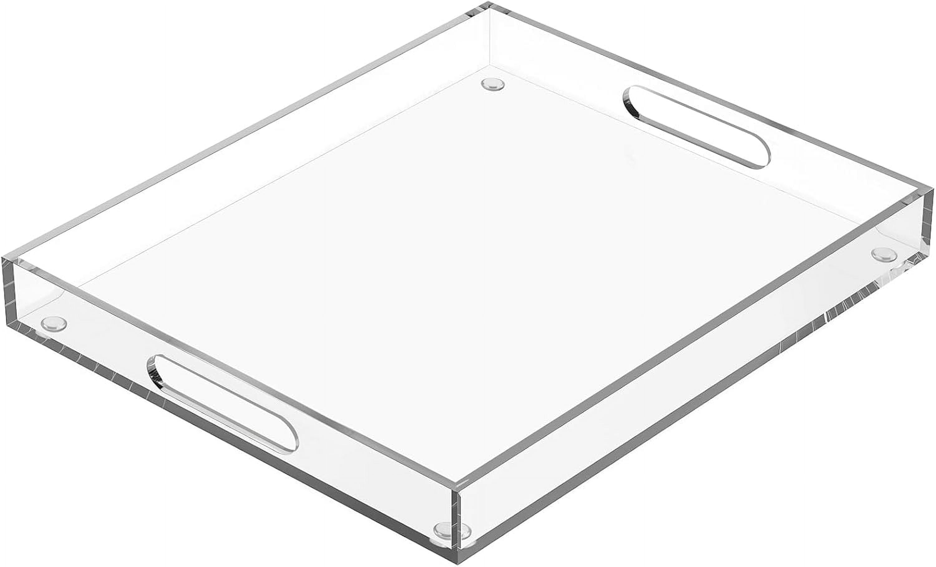 2 Pack Serving Tray with Handles, Clear Acrylic Tray for Serving Food ...