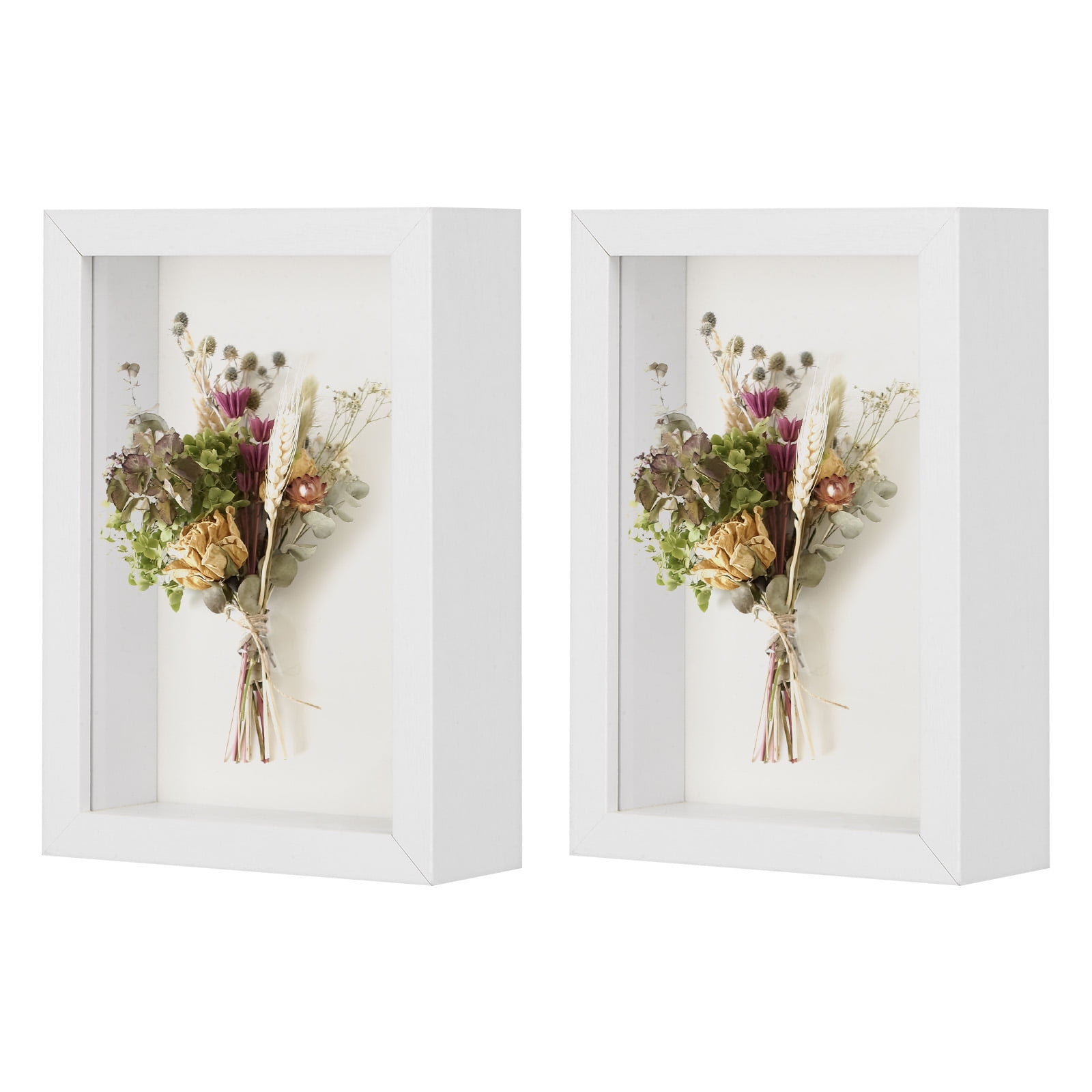 2 Pack Shadow Box Frame, 4 x 6 Inch Wooden Dried Flower Photo Frame ...