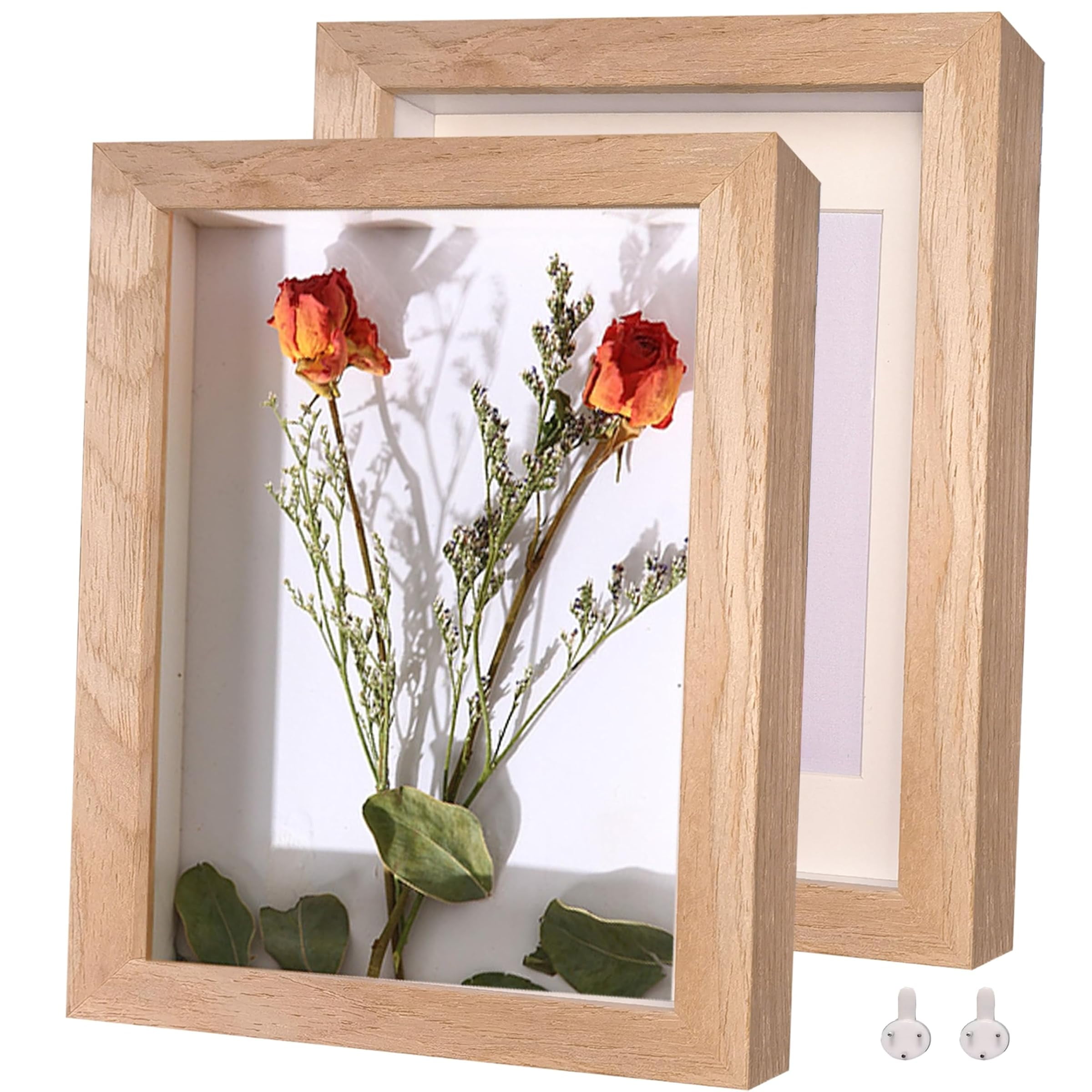 2 Pack Shadow Box Frame 8x10 Shadow Box Display Case Natural Wood ...