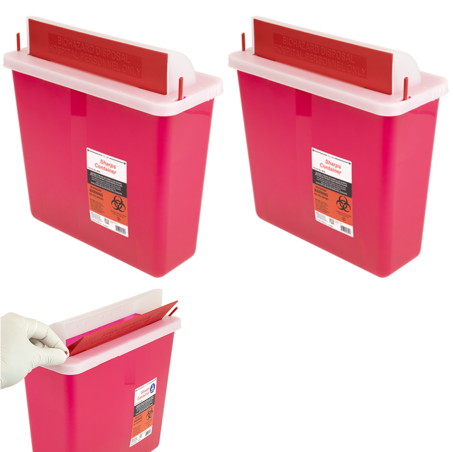 2/Pack Sharps Container 5 Quart Safely Dispose of Med Waste Items ...
