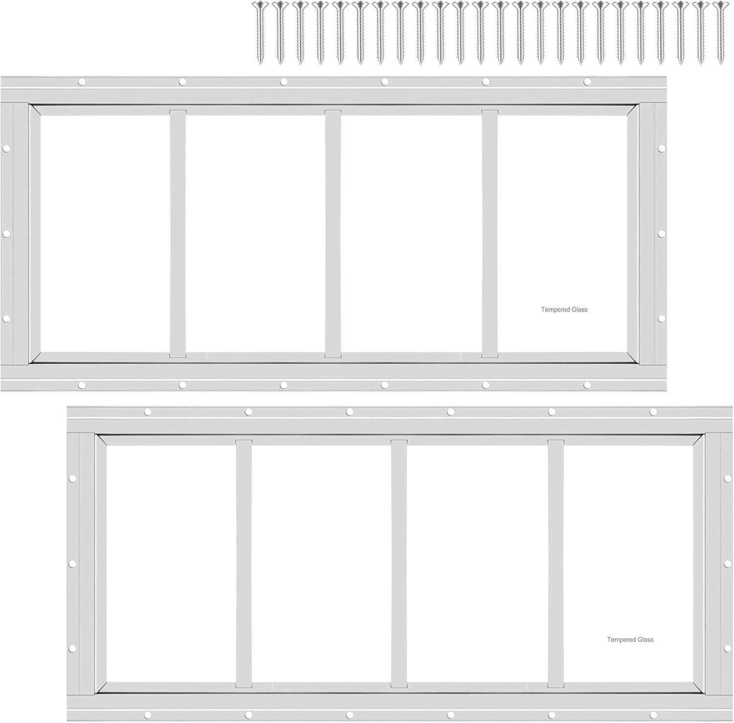 2 Pack Shed Window 10" W x23 H, White Flush Mount Window with Tempered ...