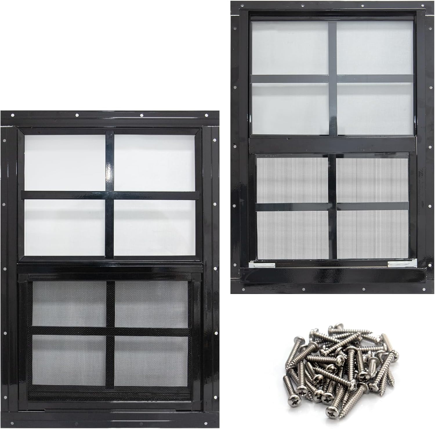 2 Pack Shed Window with Black Frame, 14 x 21 Flush Mount Small Window ...