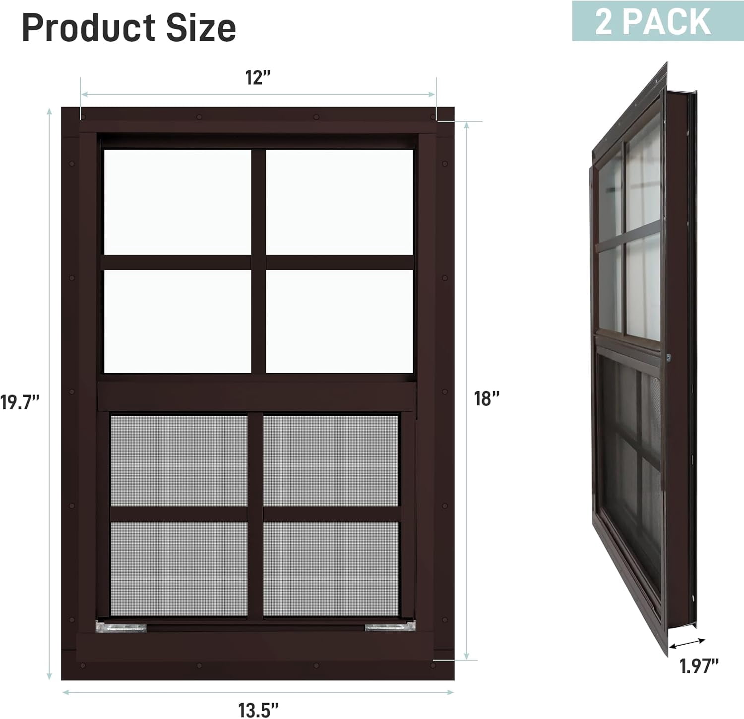 2 Pack Shed Window Flush Mount Windows with Tempered Glass for Sheds ...