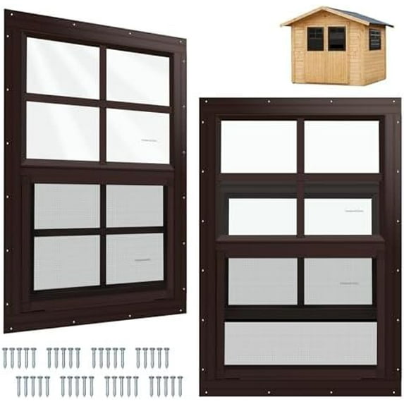2 Pack Shed Window Flush Mount Windows with Tempered Glass for Sheds ...