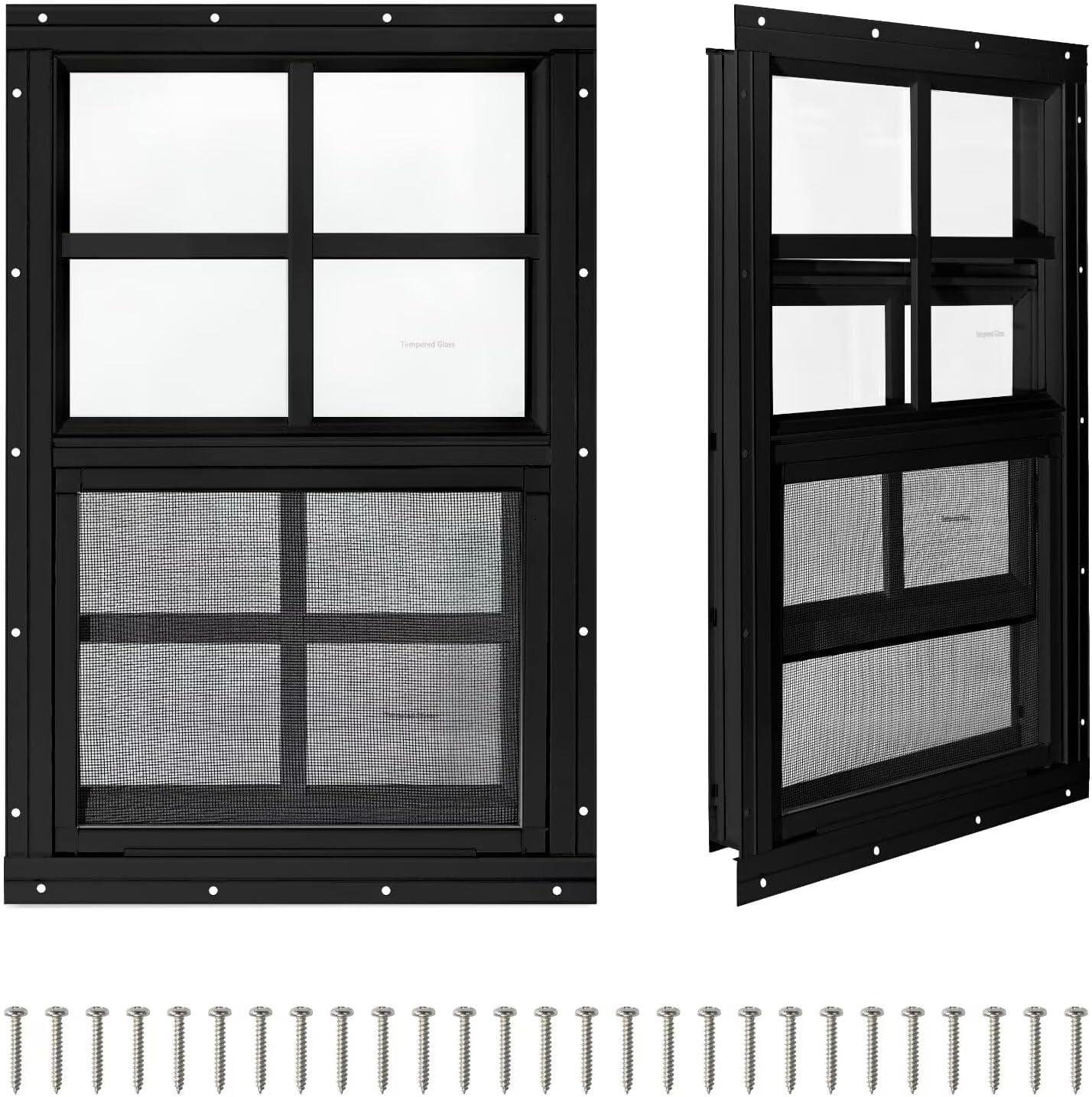 2 Pack Shed Windows,12" x 18" Small Sliding Windows,Flush Mount Windows ...