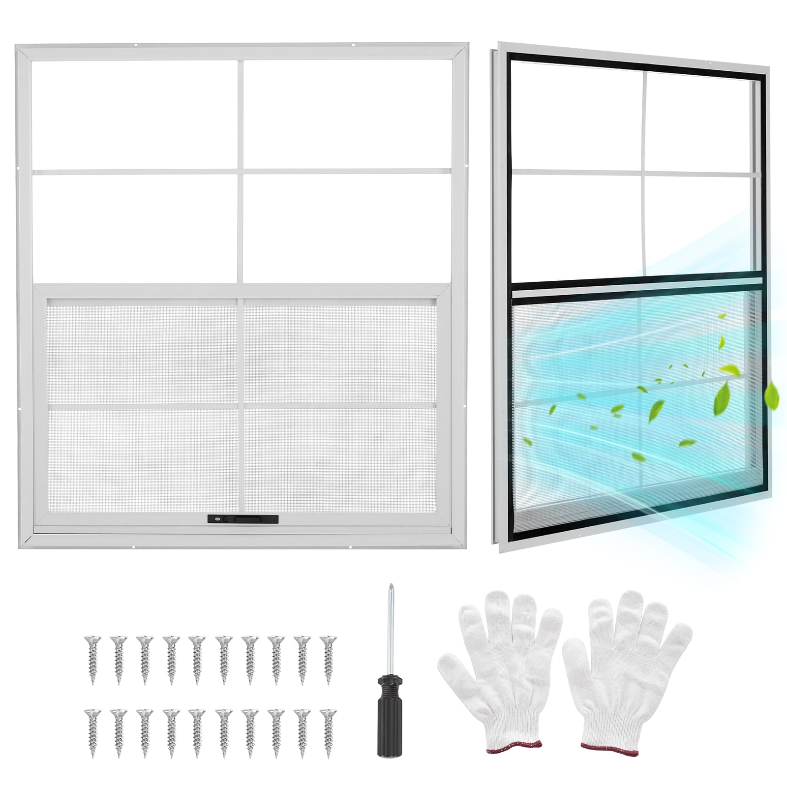 2 Pack Shed Windows, Small Sliding Windows, Aluminum Frame Flush Mount ...