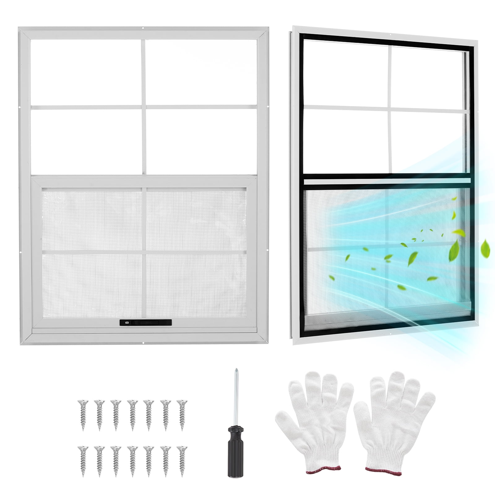 2 Pack Shed Windows, Small Sliding Windows, Aluminum Frame Flush Mount ...