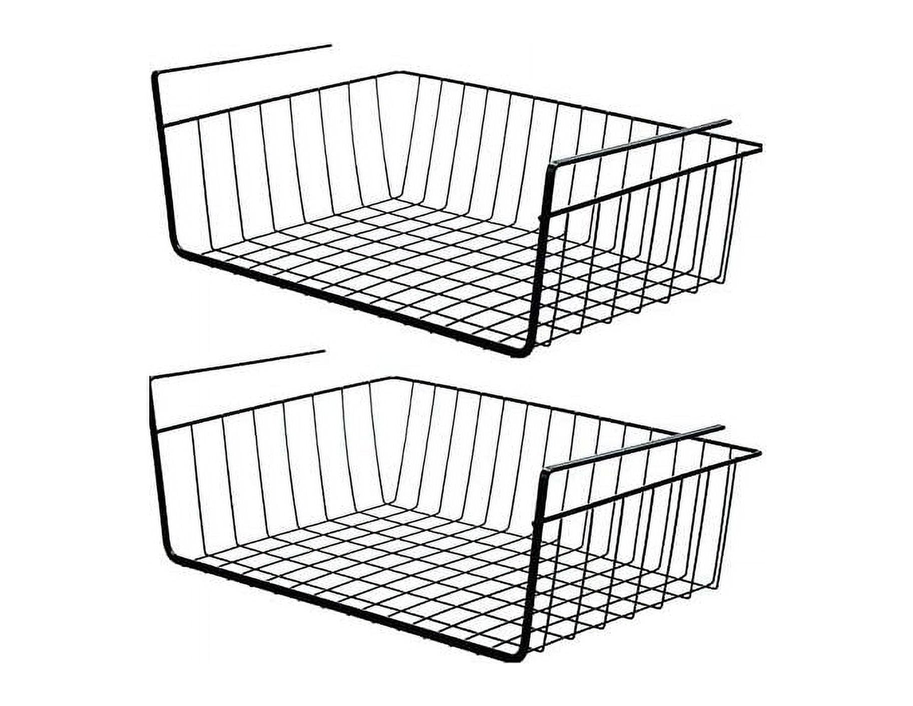 2 Pack Under Shelf Basket, Slides Under Cabinet Storage Shelf Wire ...