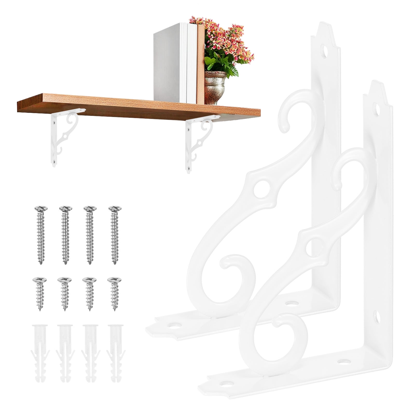 2-Pack Shelf Brackets, 5 Inch Long Iron Wall Mount Shelf Support ...