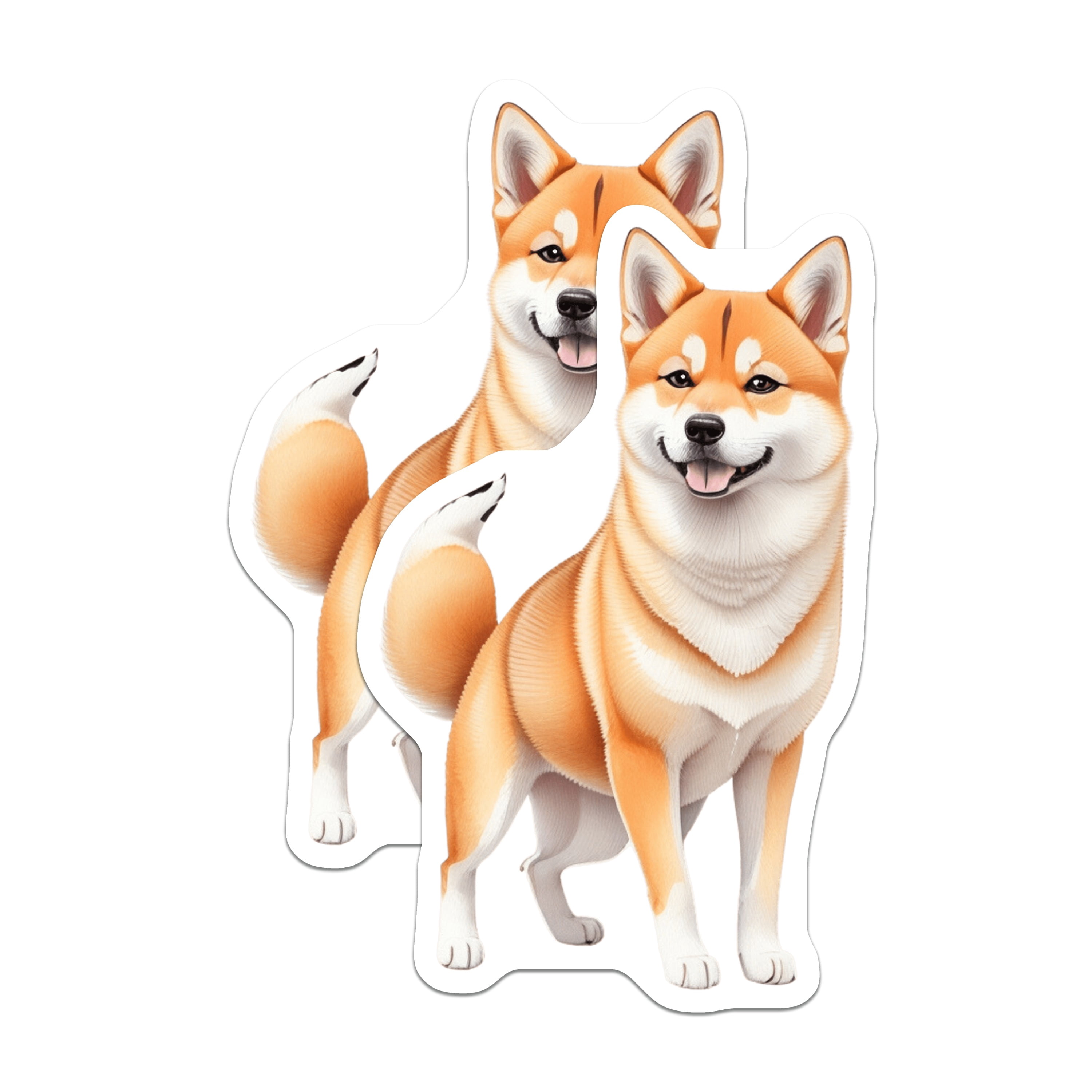 (2 Pack) Shiba Inu Dog Stickers - Cute Japanese Dog - Happy Pet Decal ...