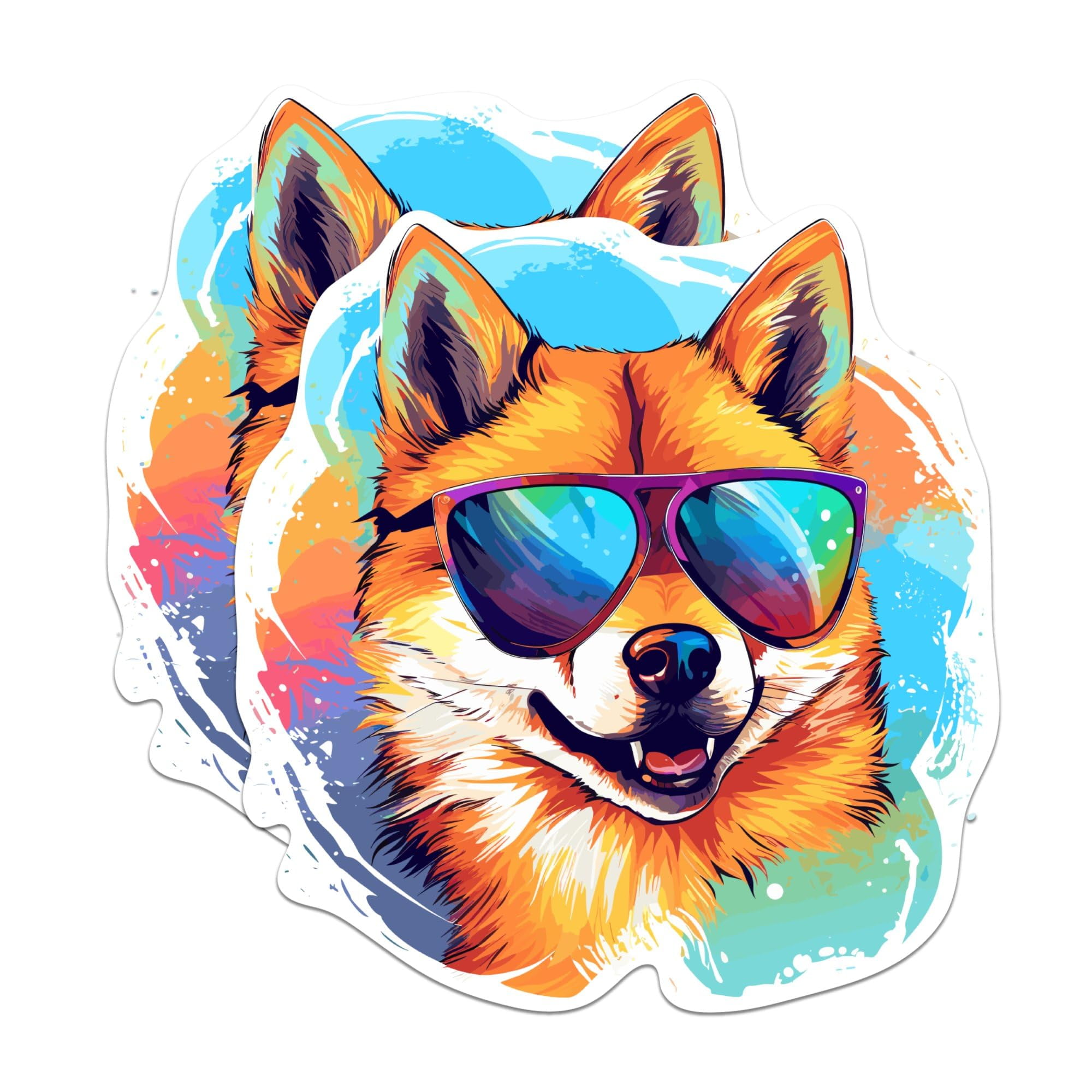 (2 Pack) Shiba Inu Dog Stickers - Shiba Inu with Sunglasses - Choose ...