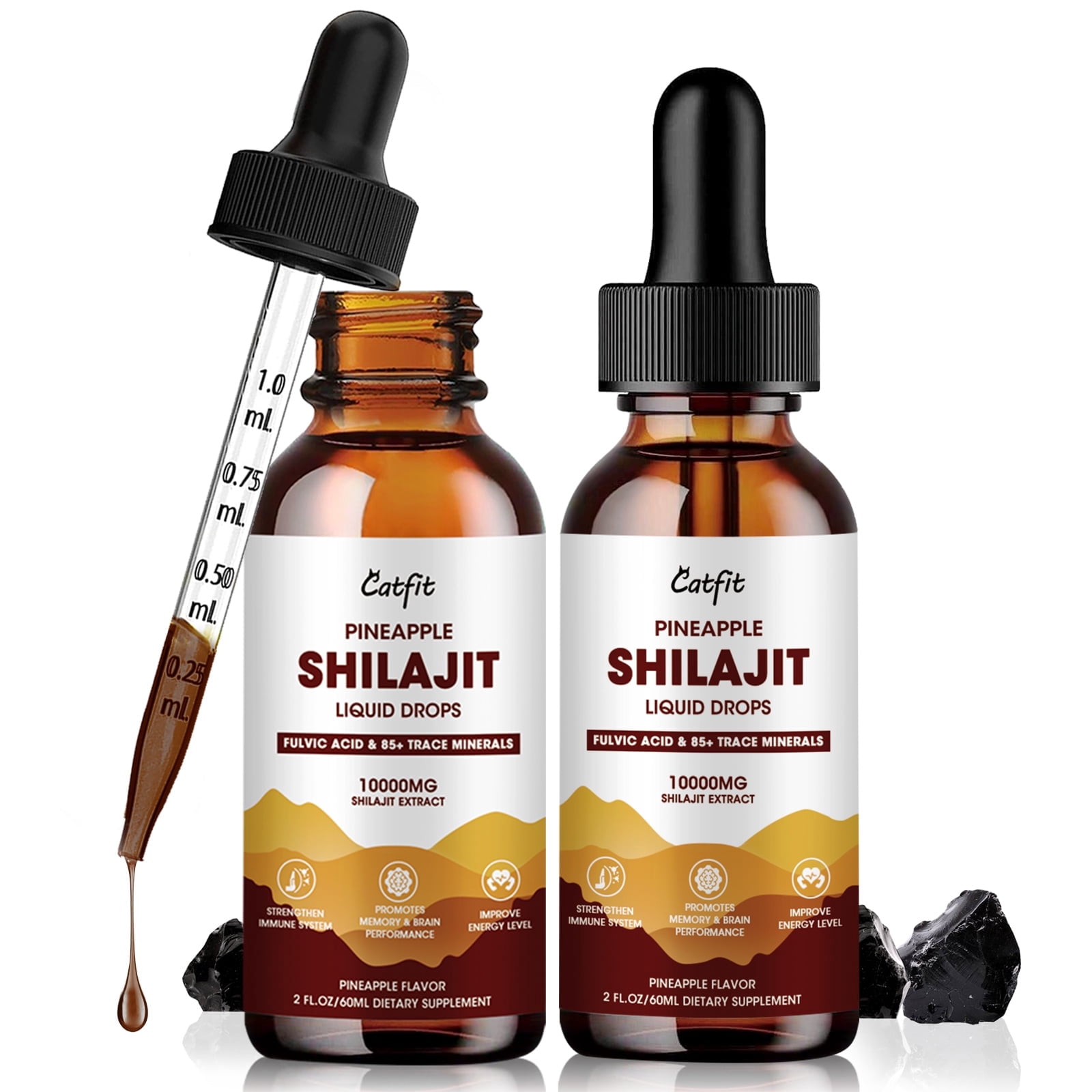 (2 Pack) Shilajit Resin Liquid Drop, Shilajit W/Ginseng,Saw Palmetto ...