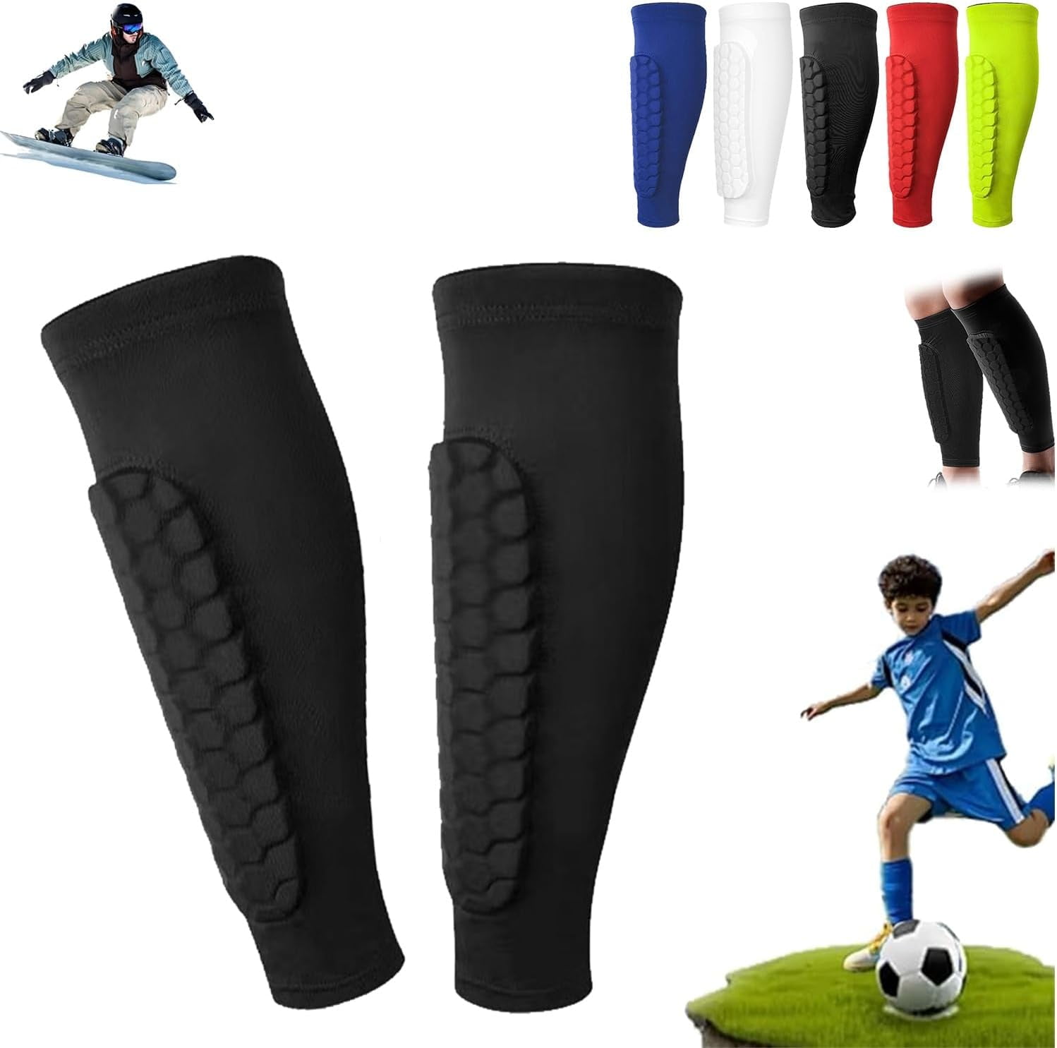 2 Pack Shin Defender Guards Soccer Kid Shindefender Socks Sleeves Youth ...