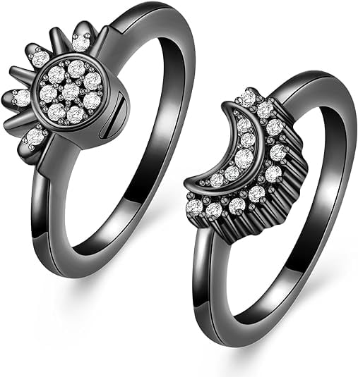 2 Pack Shiny Sun & Moon Urn Cremation Ring Set - Personalized Cremation ...