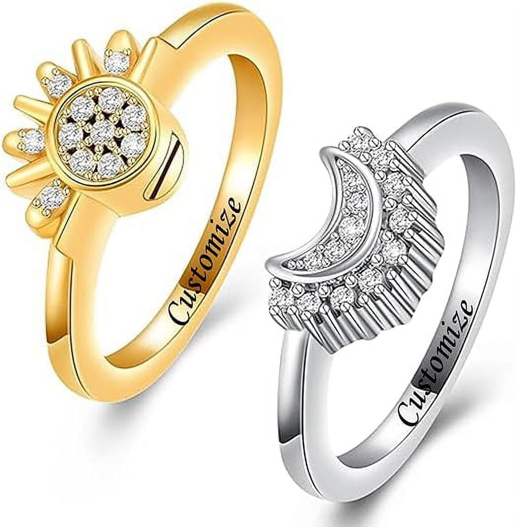 2 Pack Shiny Sun & Moon Urn Cremation Ring Set - Personalized Cremation ...