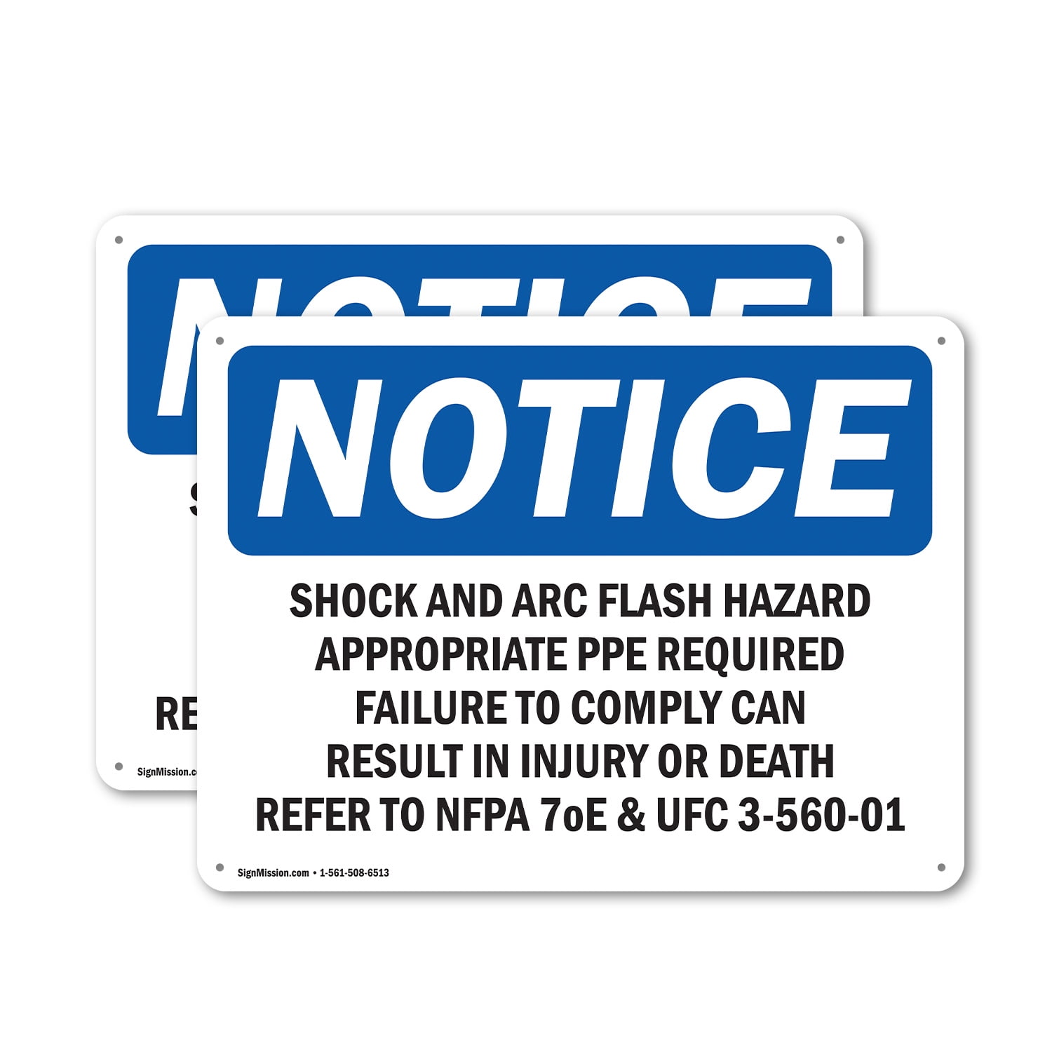 (2 Pack) Shock And Arc Flash Hazard Appropriate PPE OSHA Notice Sign 18 ...