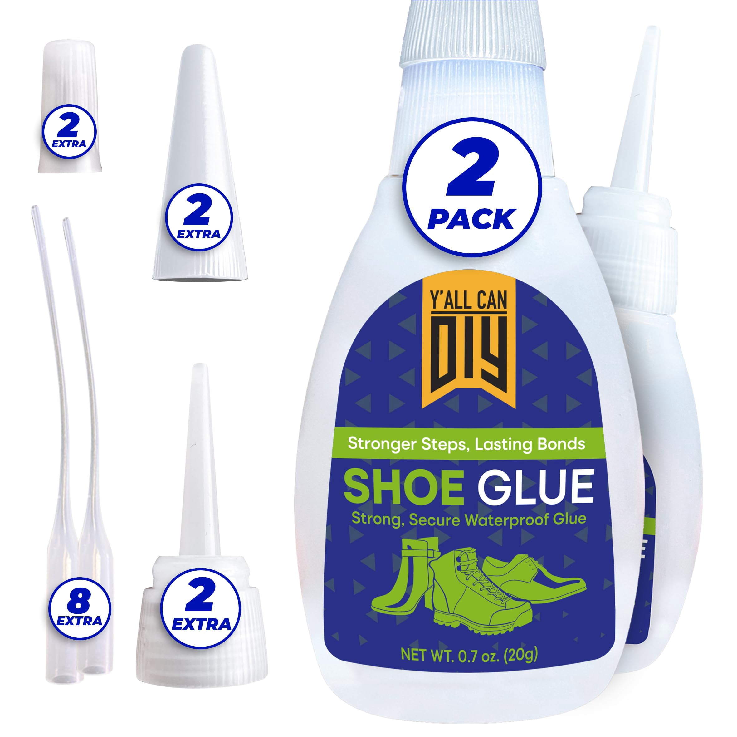 Y'ALLCANDIY Shoe Repair Adhesive, Waterproof Clear Glue, 2-Pack, 0.7 oz ...