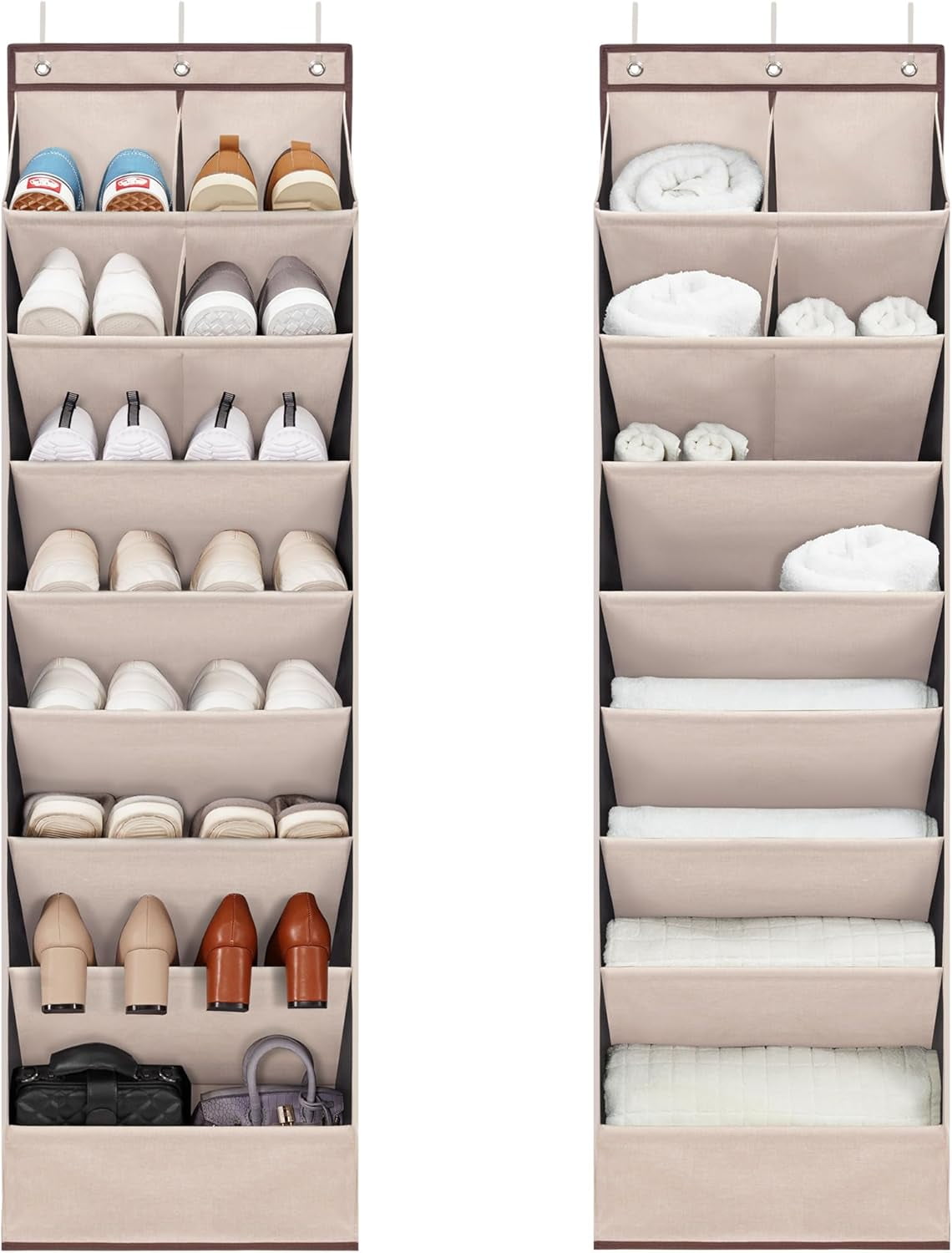 2 Pack Shoe Organizer with 6 Extra Large Pockets and 4 Large Pocket ...