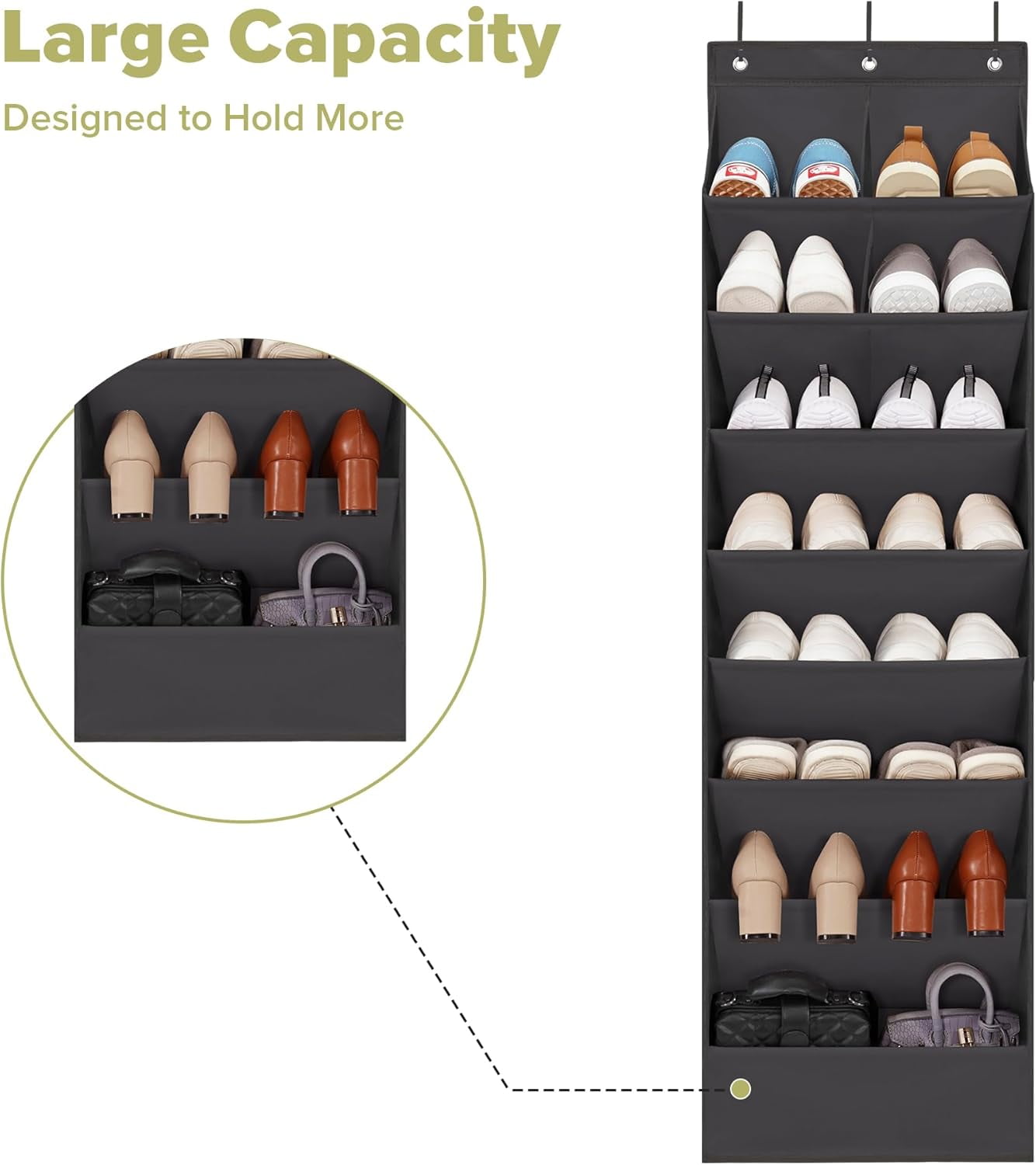 2 Pack Shoe Organizer with 6 Extra Large Pockets and 4 Large Pocket ...