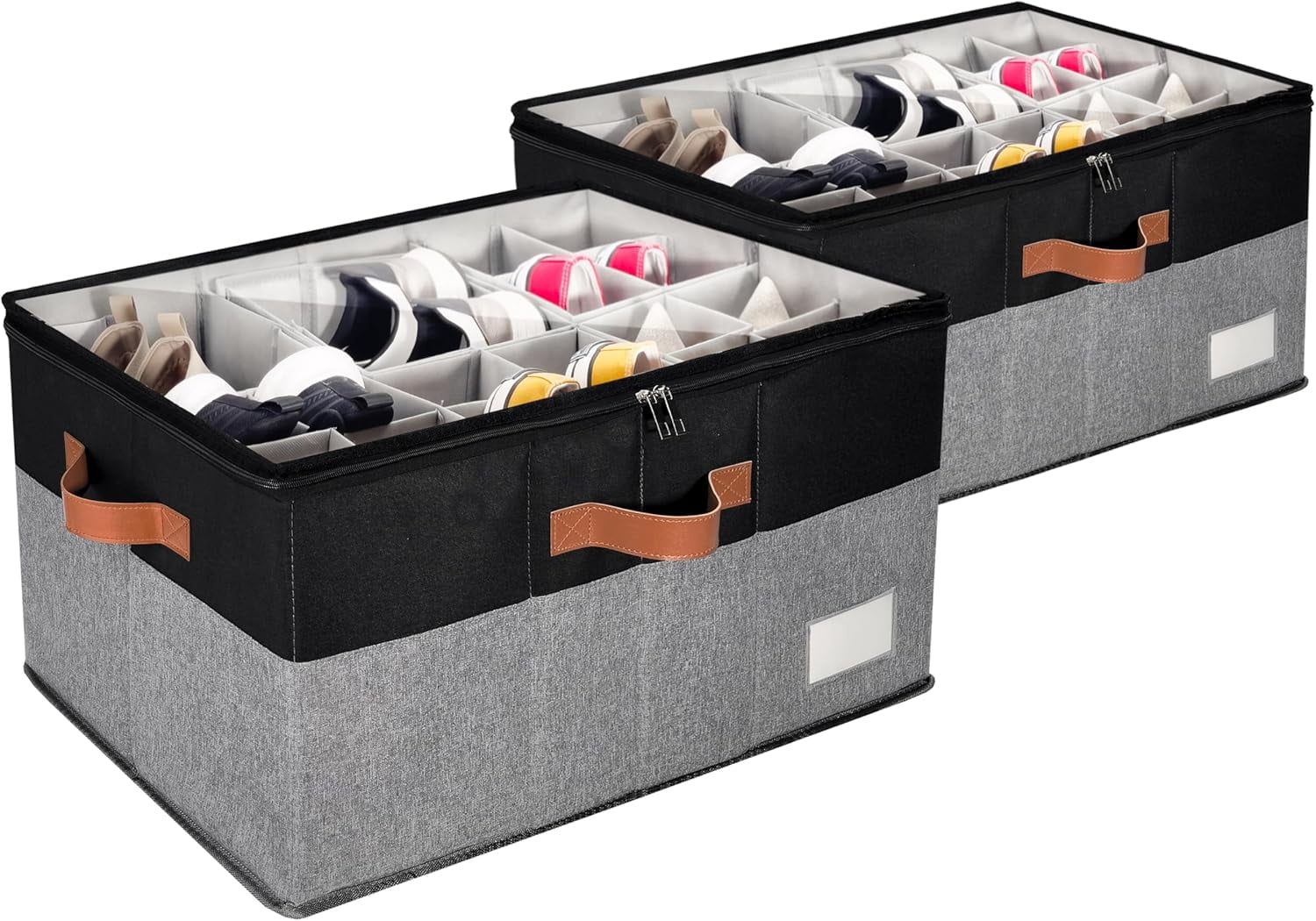2 Pack Shoe Organizer for Closet, Adjustable Shoe Box Storage ...